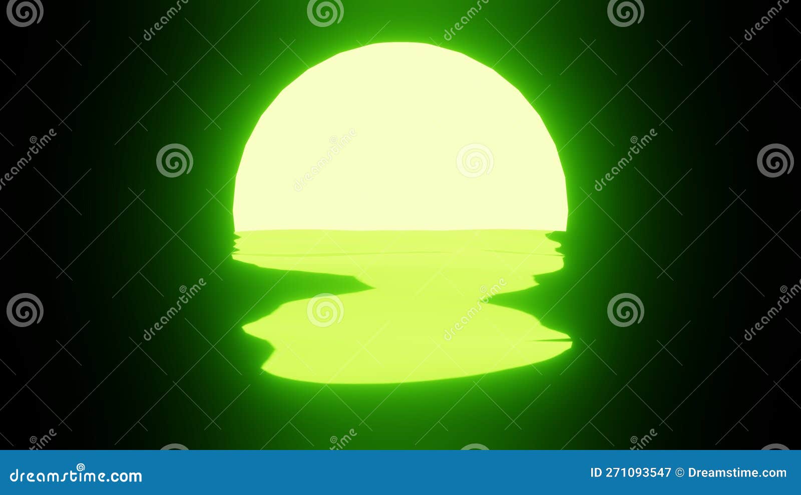 Green Sunset or Moon Reflection in Water or the Ocean on Black ...