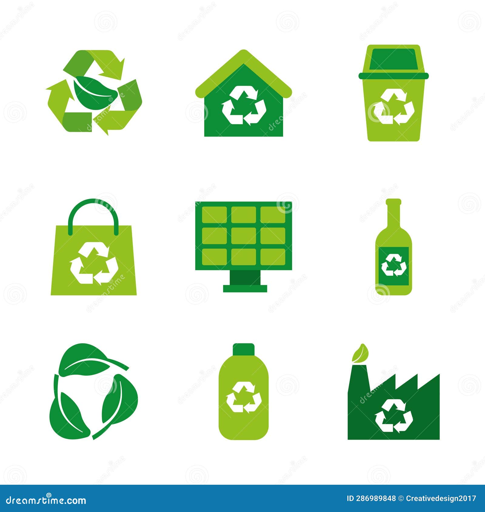 Green Sustainable Icons Set Stock Vector - Illustration of design ...
