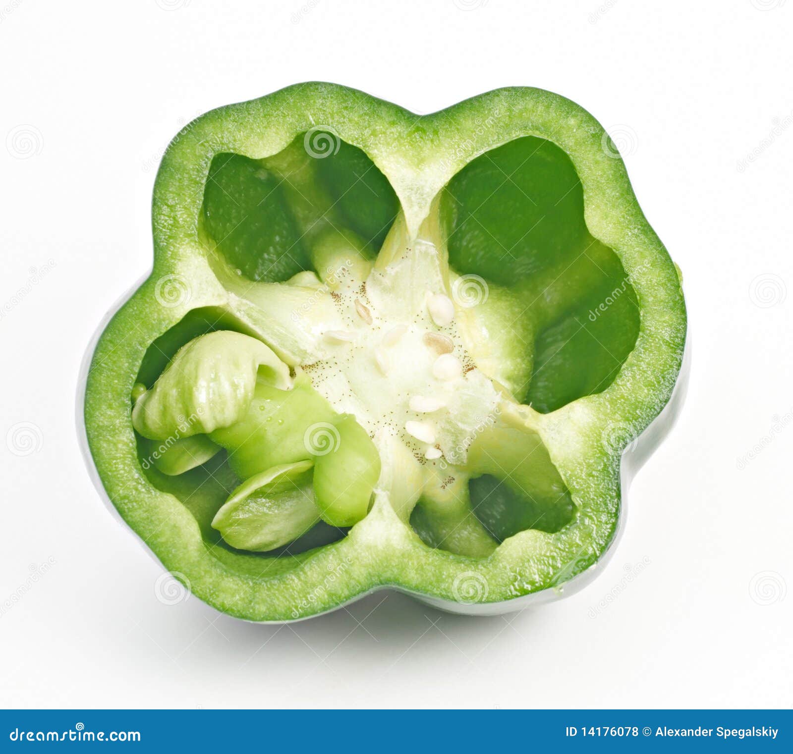 The Green Sweet Pepper Cut Half-and-half Stock Photo - Image of south ...