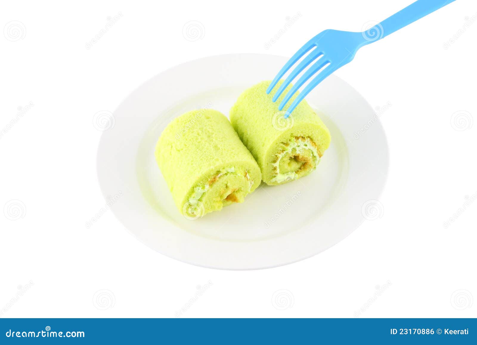 Green Sweet Roll Cake on Dish Stock Photo - Image of homemade ...