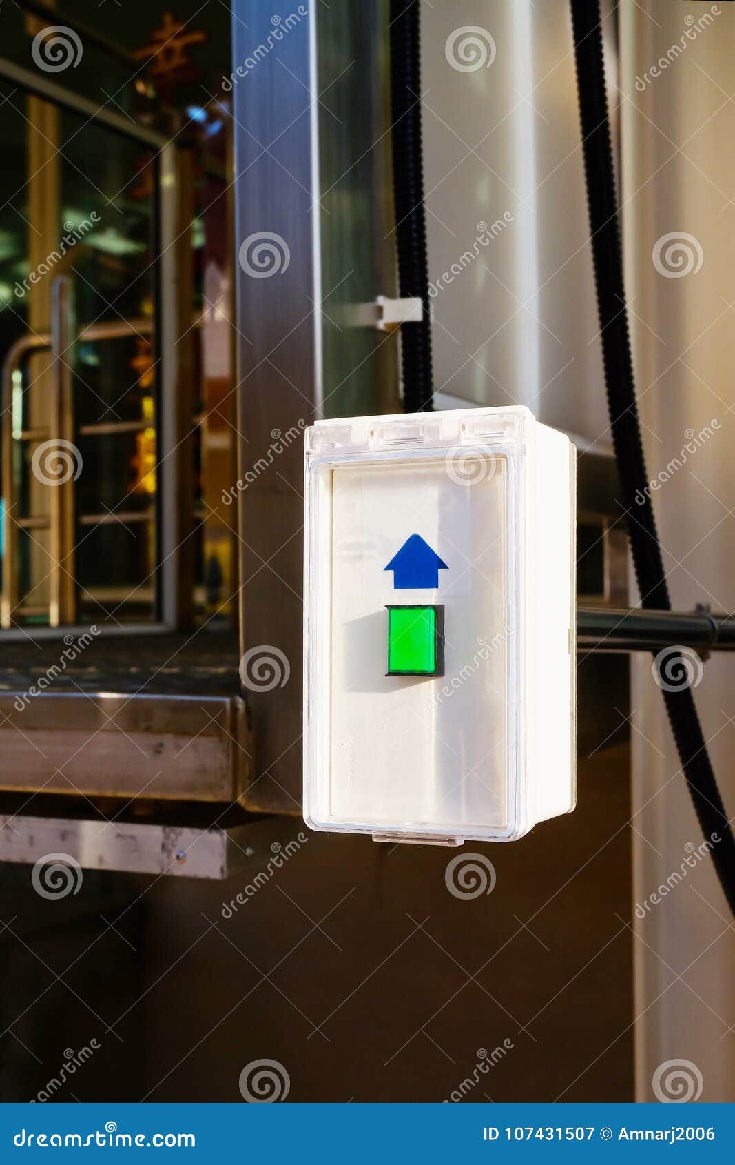Green Switches Control Up and Down Lift . Stock Image - Image of flick ...