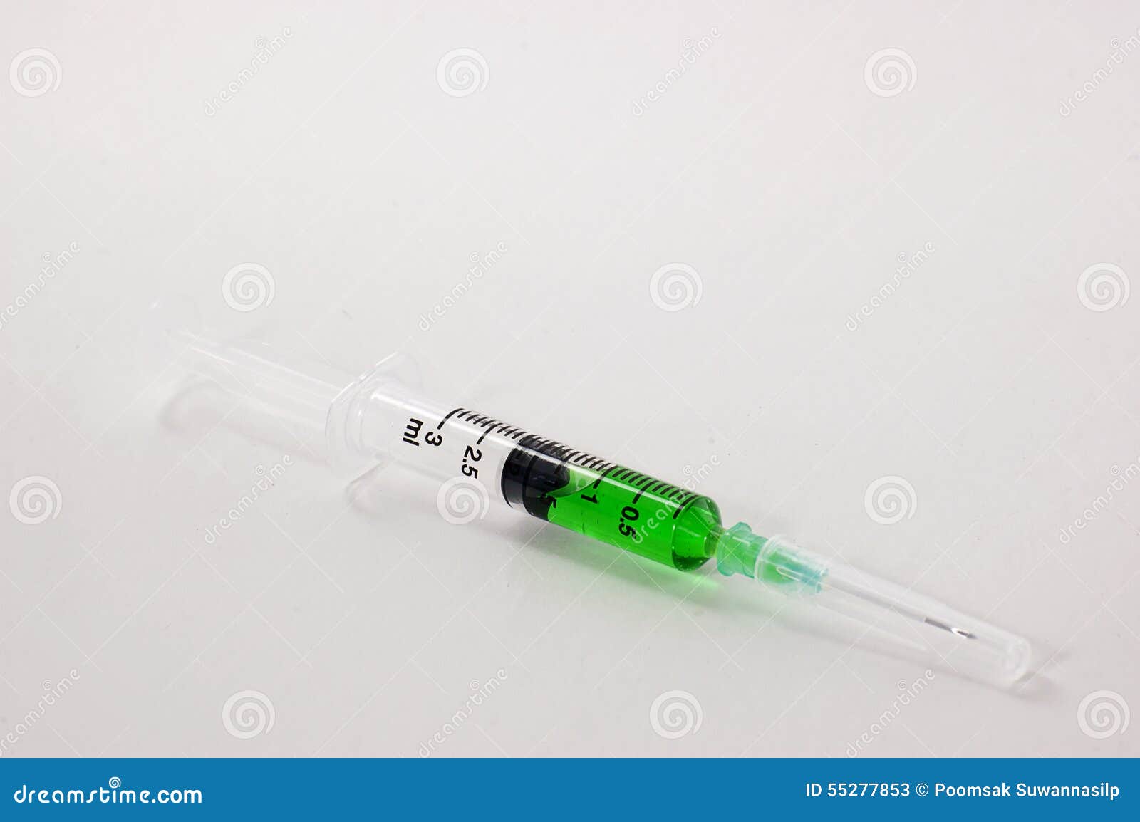 Green Syringe with Medicine Inside. Stock Image - Image of needle ...
