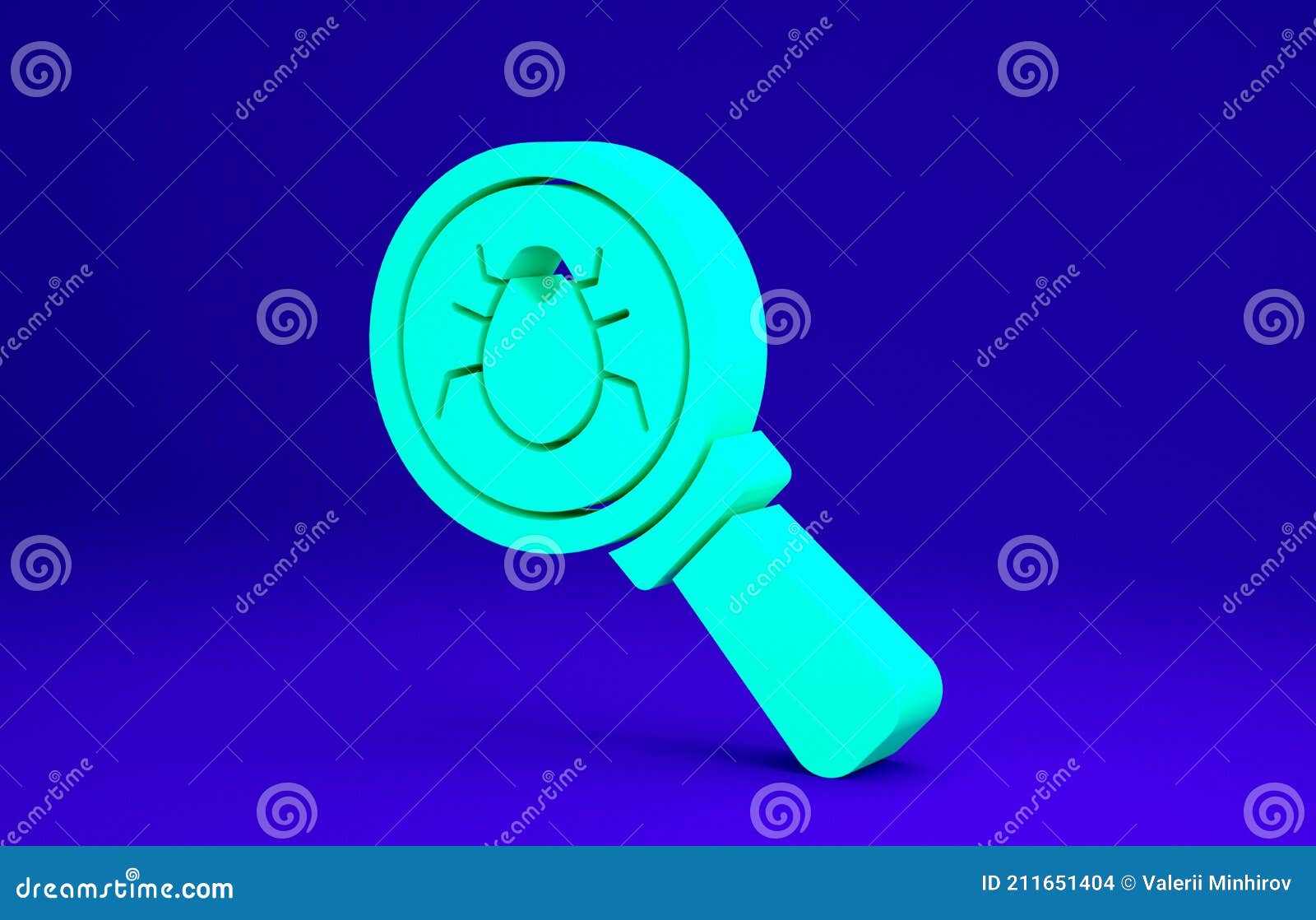 Green System Bug Concept Icon Isolated on Blue Background. Code Bug ...
