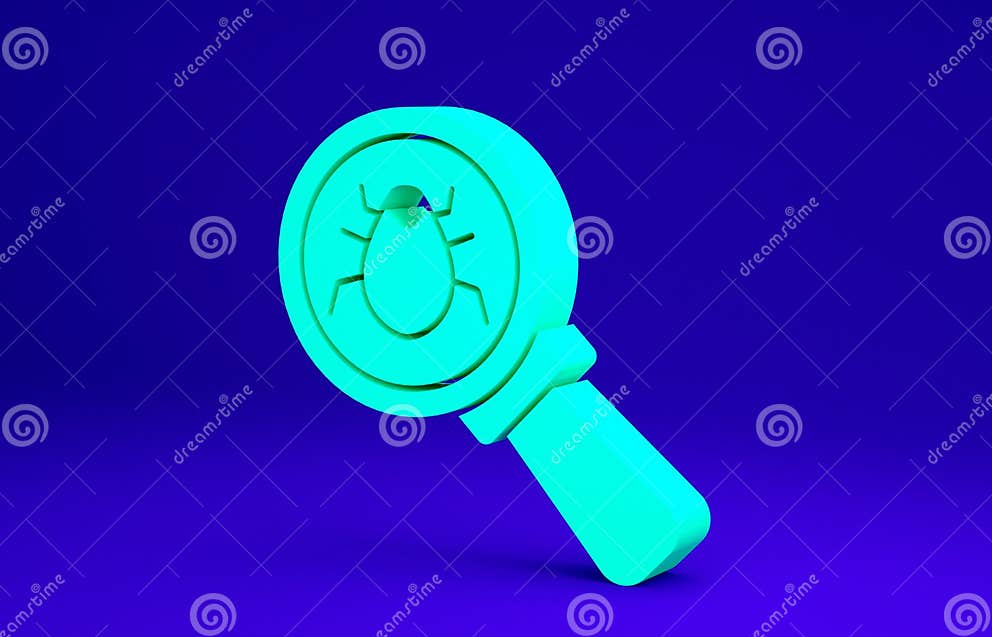 Green System Bug Concept Icon Isolated on Blue Background. Code Bug ...
