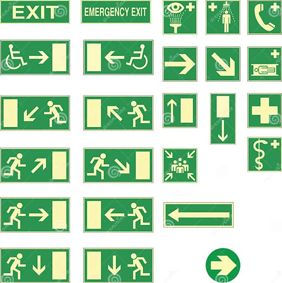 Green Tables for Emergency Exit Stock Vector - Illustration of figure ...