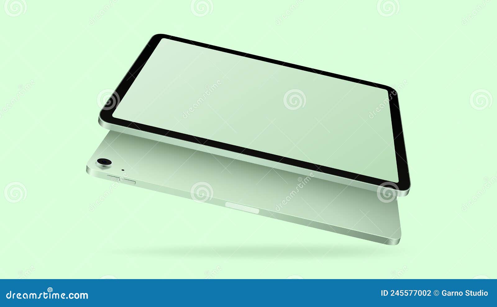 Green Tablet Mockup. Front and Back View Stock Vector - Illustration of ...