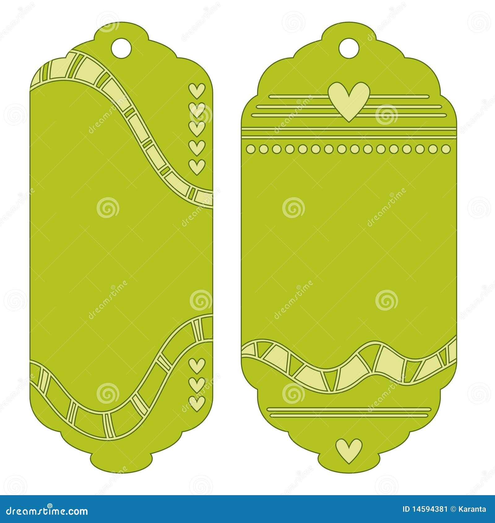 Green Tags or Labels with Hearts Stock Illustration - Illustration of ...
