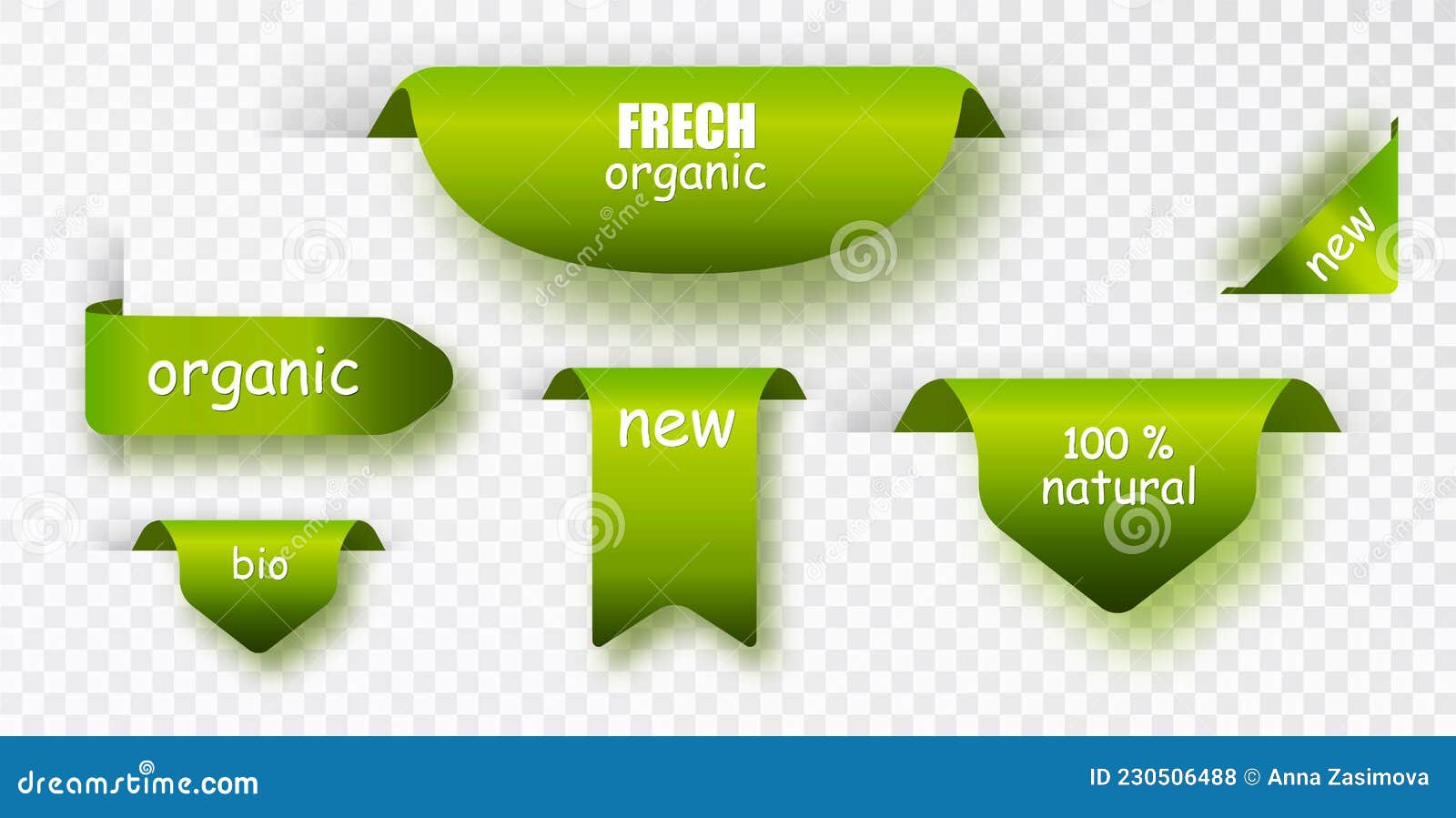 Green Tags. Natural Label Vector Collection. Set Banners Isolated ...