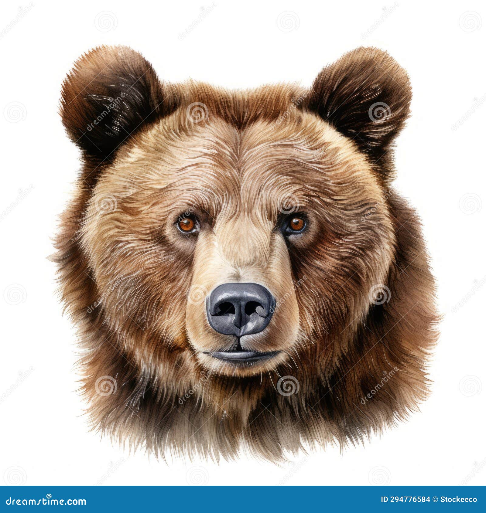 Hyper-realistic Bear Illustration on White Background Stock ...