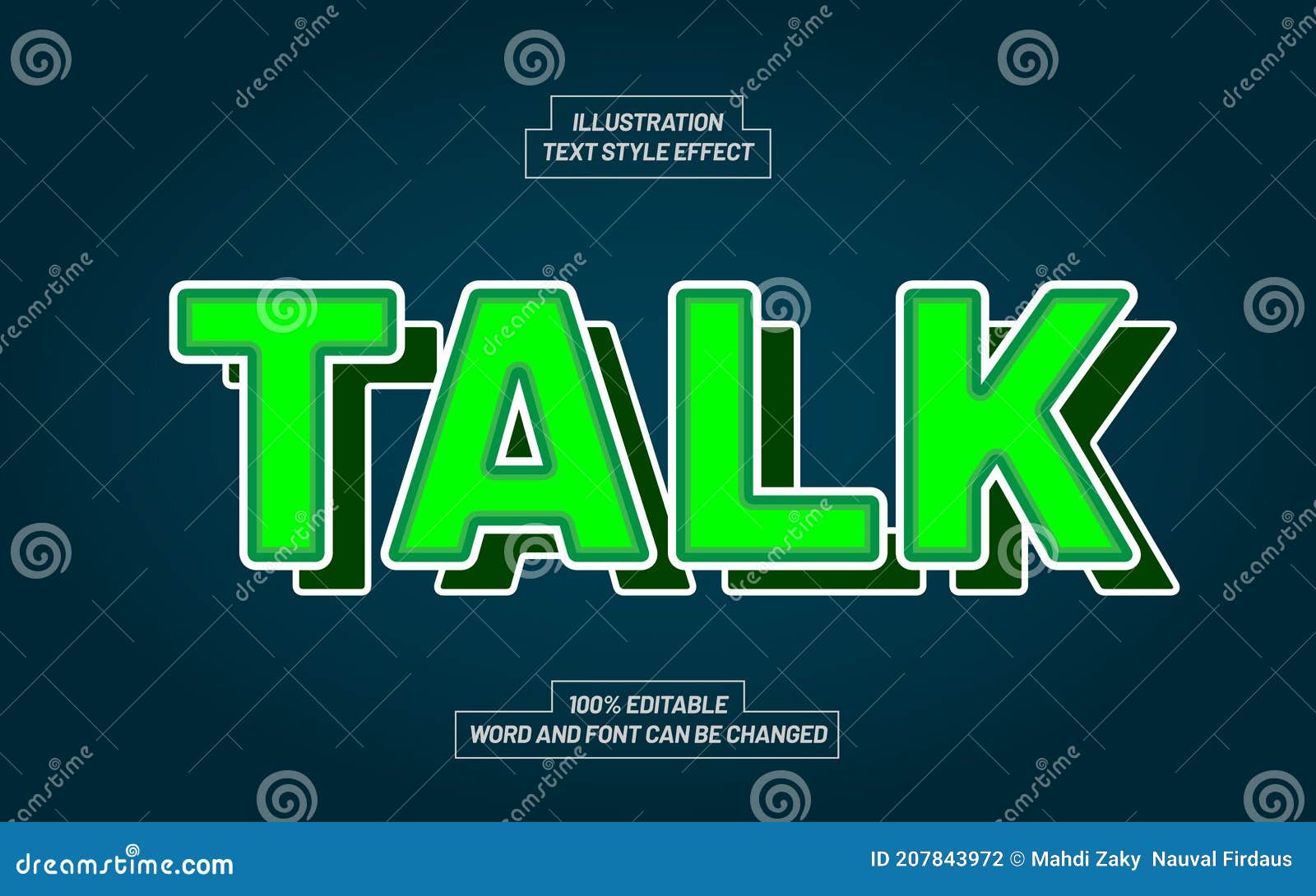Green Talk Text Effect Style, Editable Design Stock Vector ...
