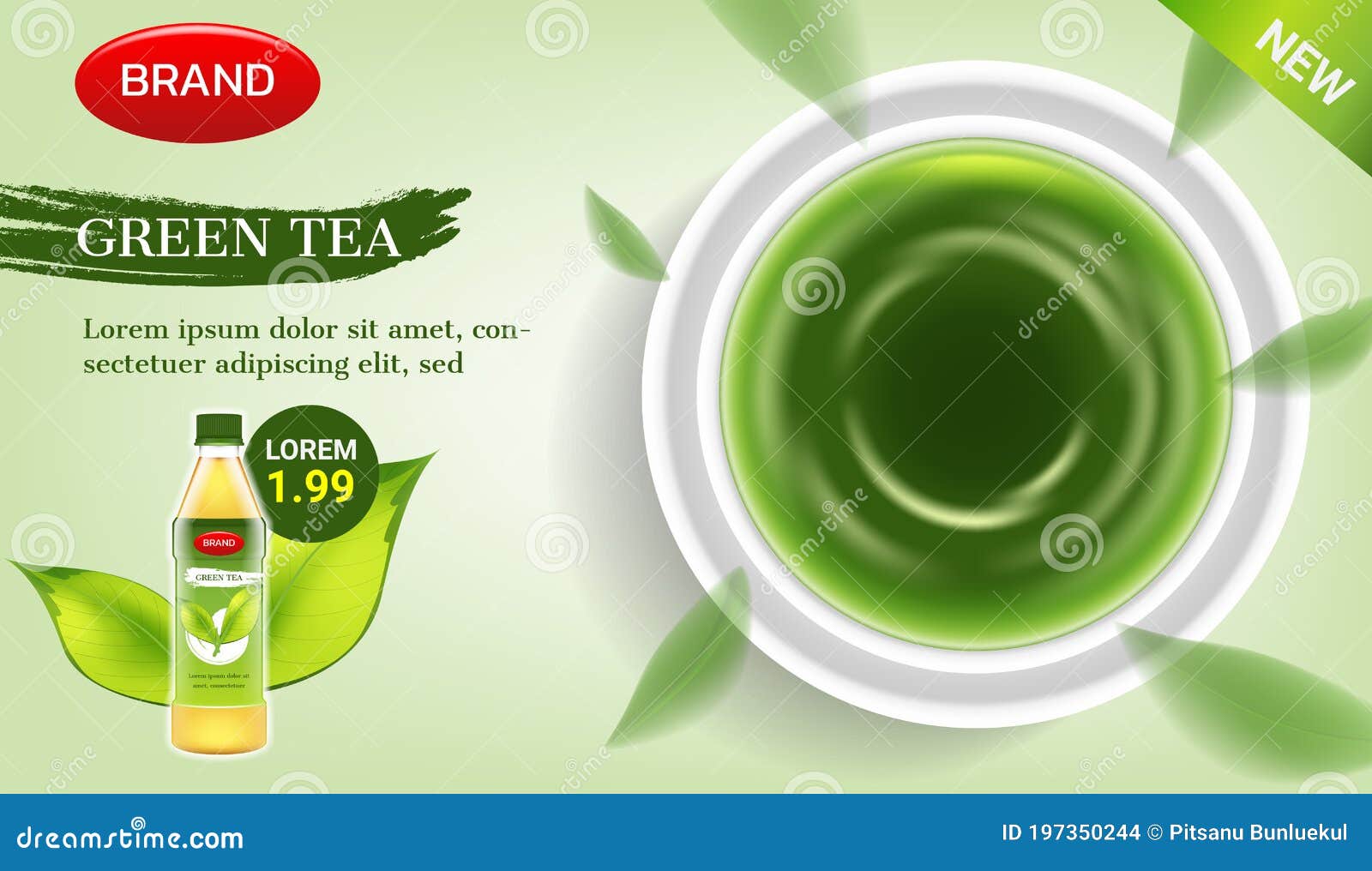 Green Tea Ad Vector Illustration Stock Vector - Illustration of badge ...
