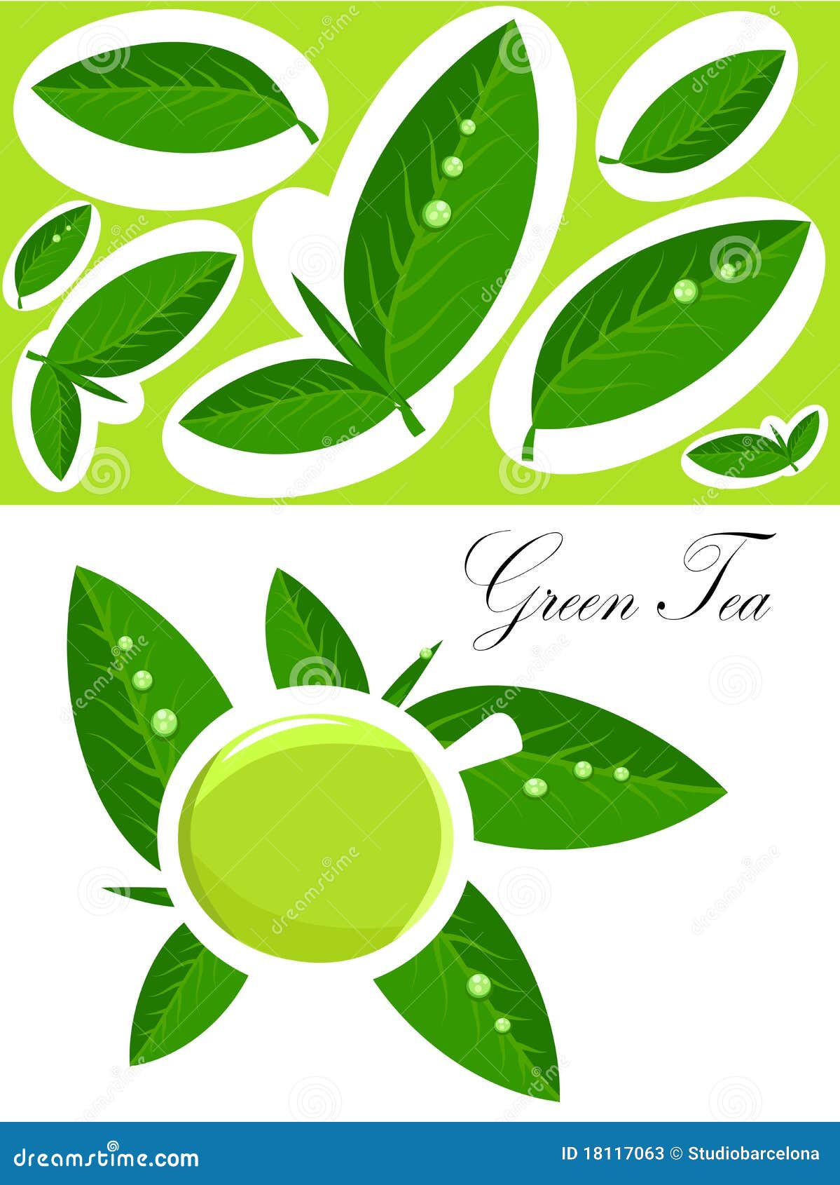 Green tea background stock vector. Illustration of drops - 18117063
