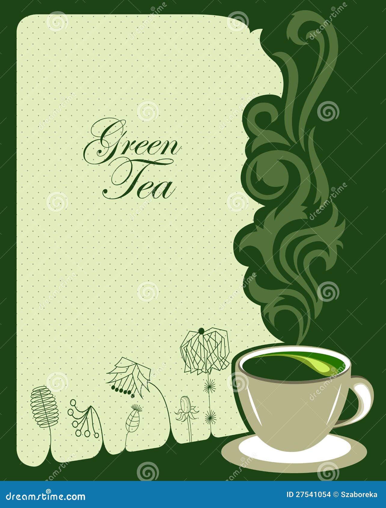 Green Tea Background Design Stock Vector - Illustration of inscription ...