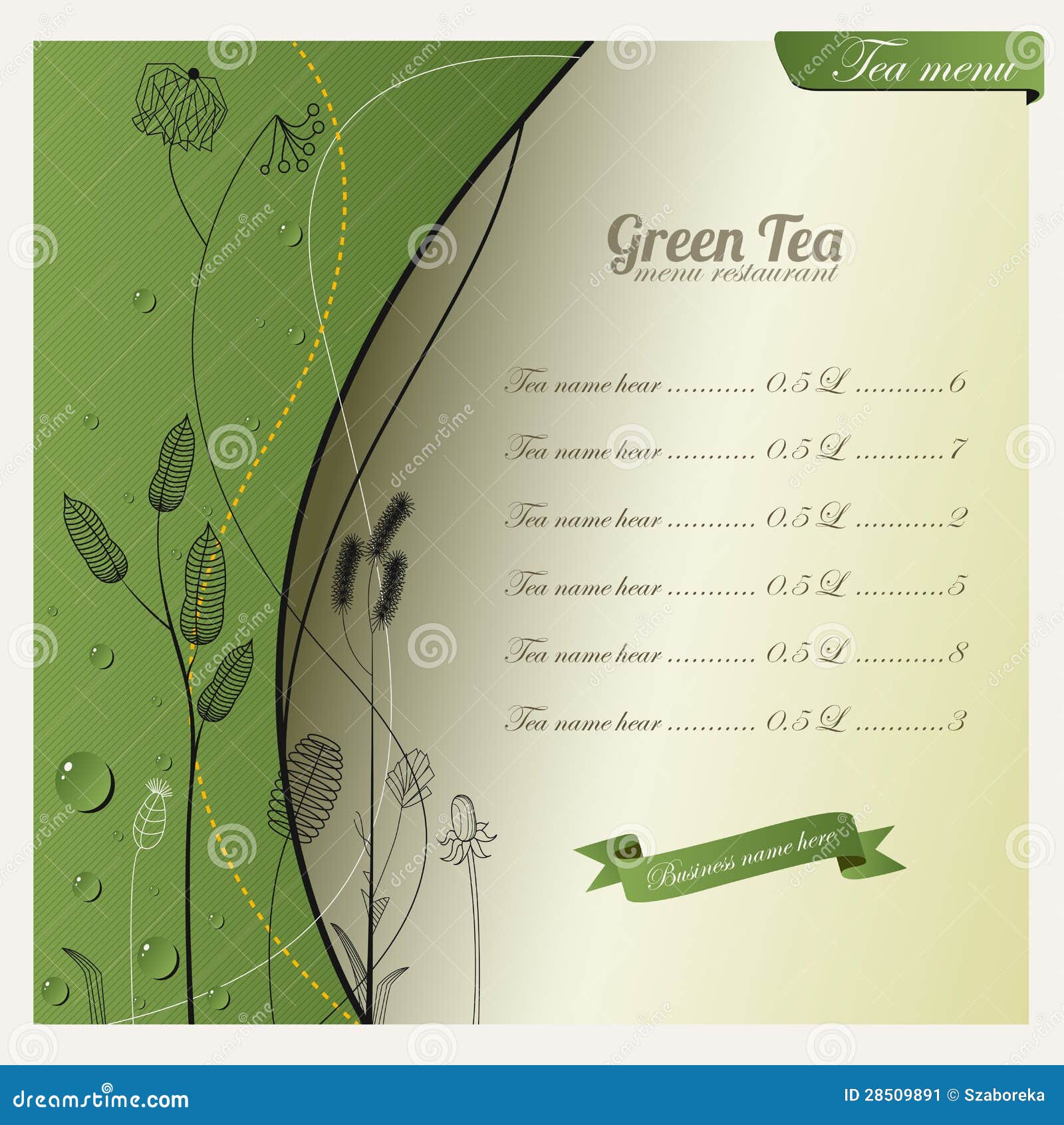 Green Tea Background And Menu Design Stock Vector - Illustration of ...