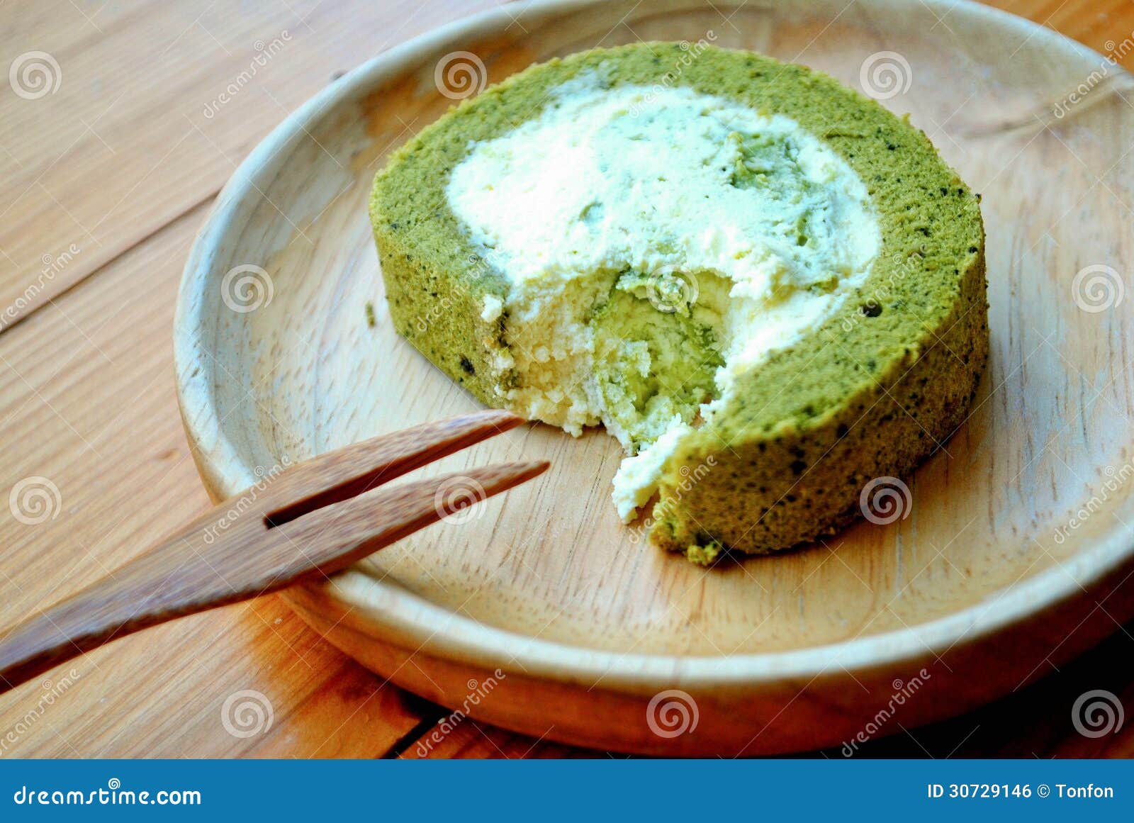 Green tea cake roll stock photo. Image of butter, round - 30729146
