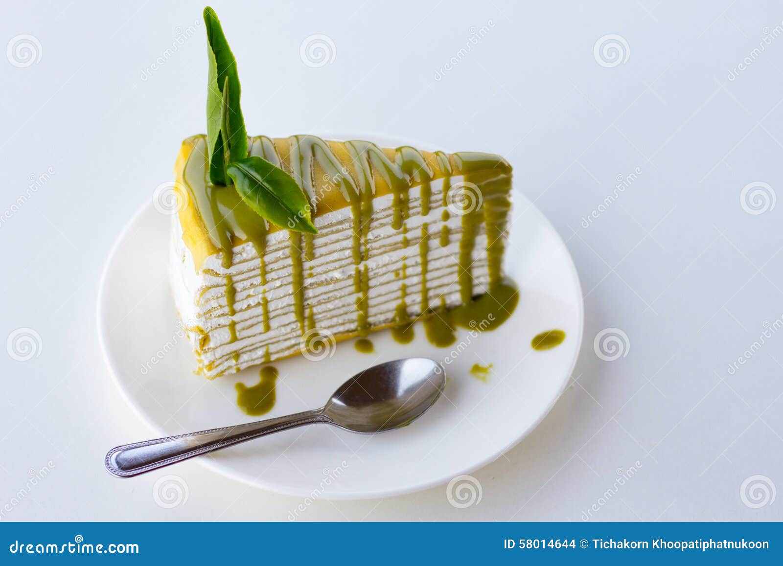 Green tea crape cake stock photo. Image of closeup, appetizing - 58014644