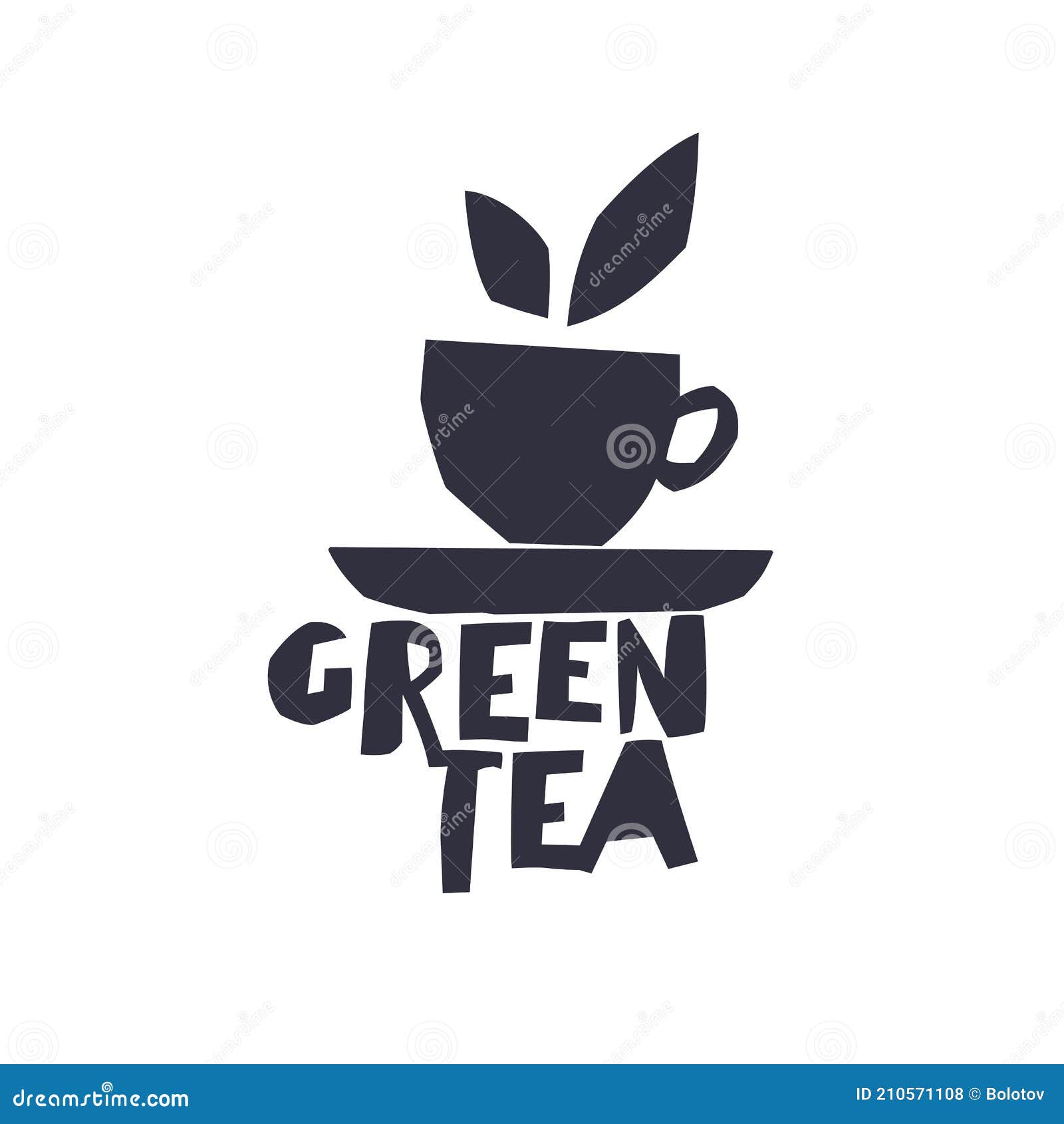 Green Tea. Cup of Tea and Text Stock Vector - Illustration of aroma ...