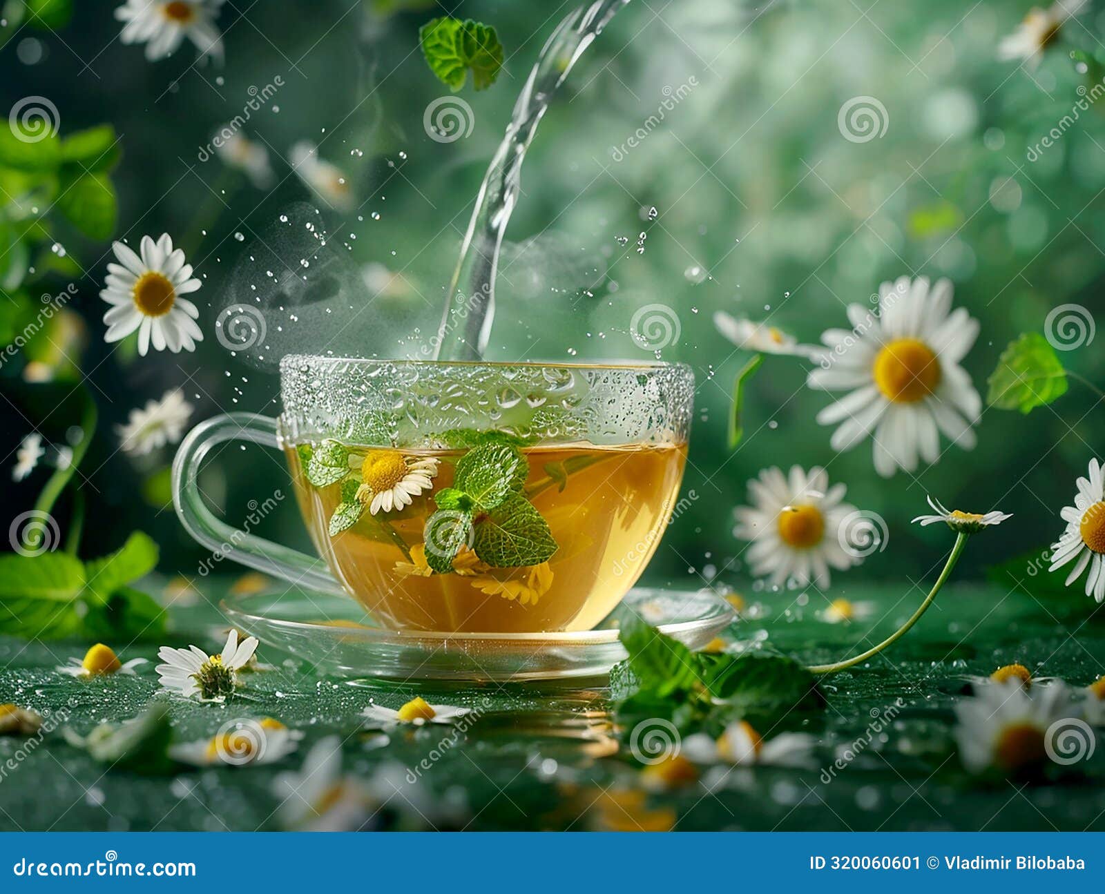 Green Tea Cup with Water Splash Stock Illustration - Illustration of ...