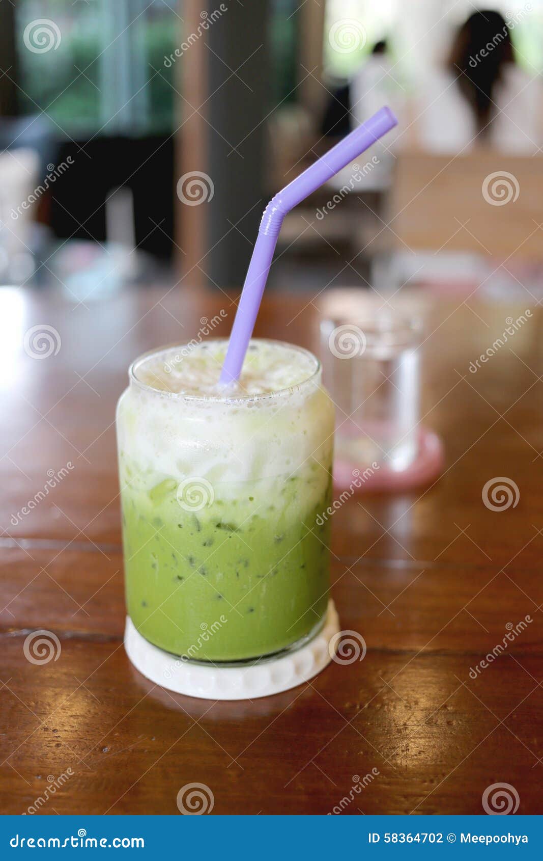 Green Tea Drink of Cold Milk on Table. Stock Photo - Image of shop ...