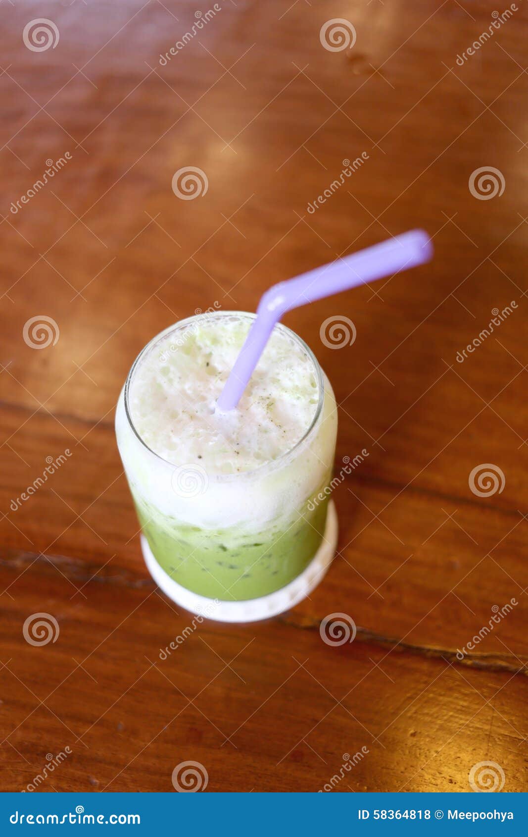Green Tea Drink of Cold Milk on Table. Stock Photo - Image of thirst ...
