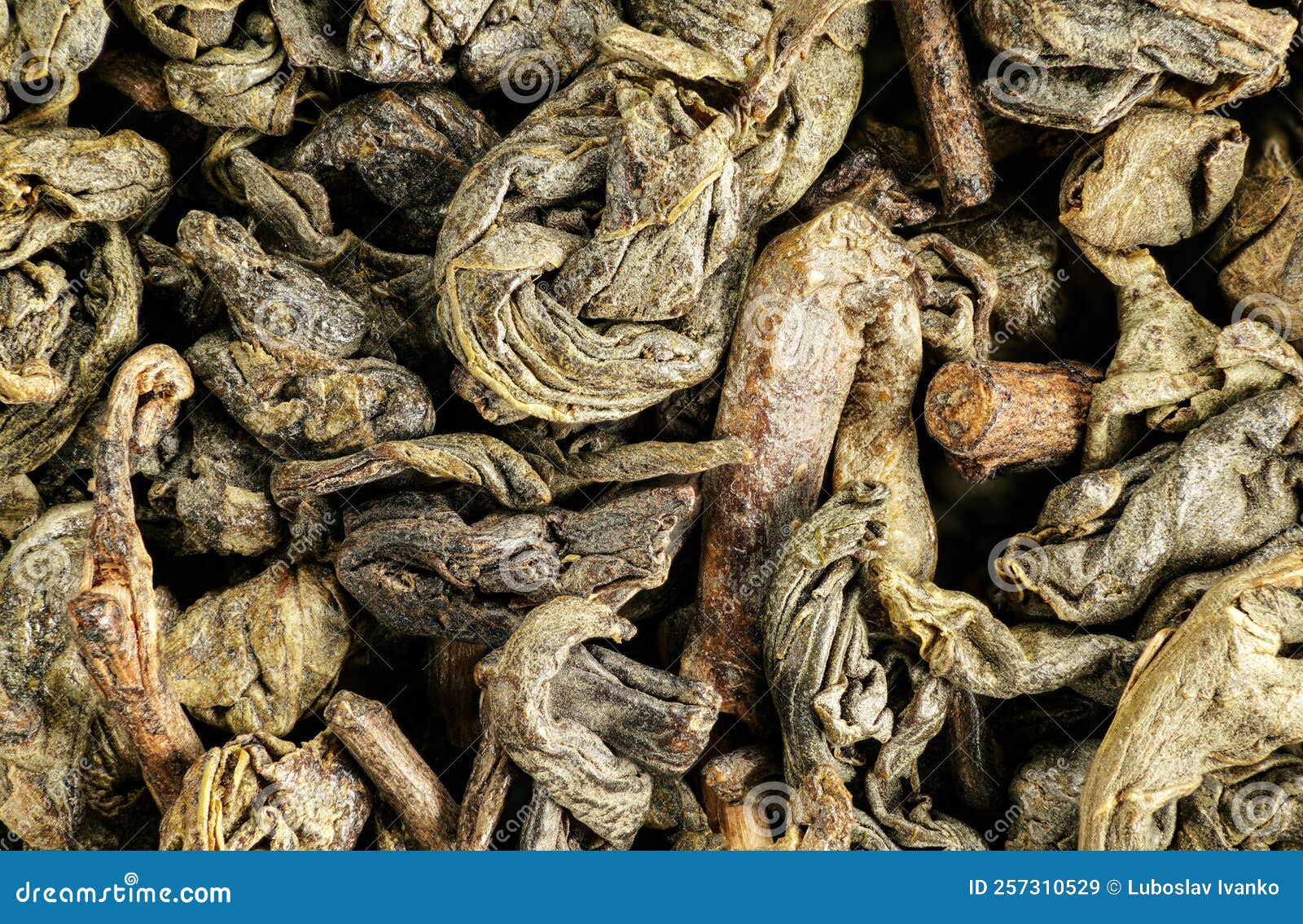Green Tea, Dry Leaves Detail Under Microscope Stock Image - Image of ...