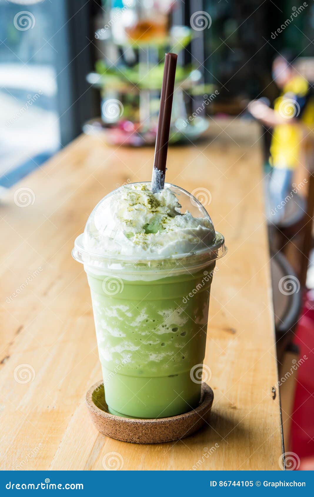 Green tea frappe stock image. Image of milk, serve, iced - 86744105