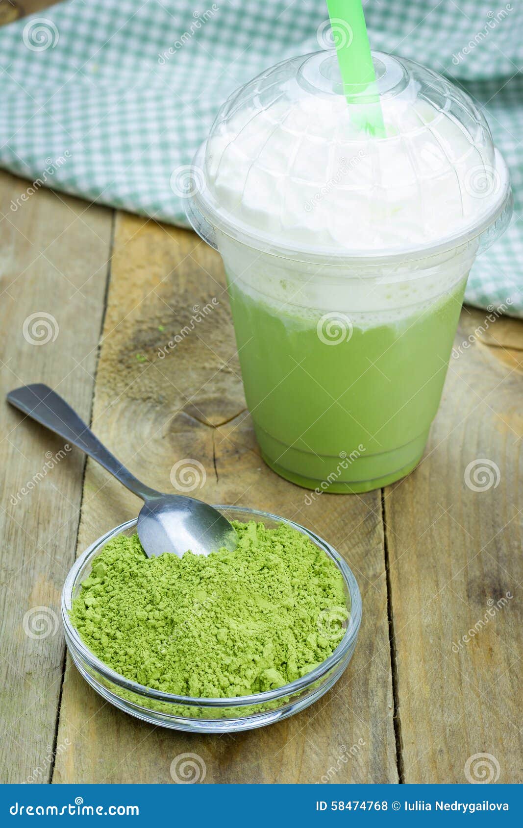 Green Tea Frappe in Plastic Cup Stock Photo - Image of food, cream ...