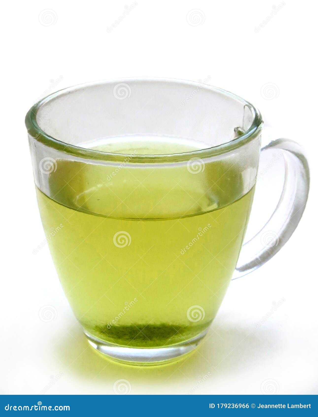 Green tea in a glass mug stock photo. Image of healthy - 179236966