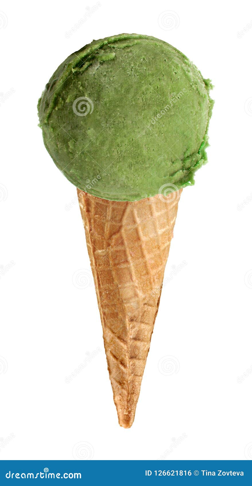 Green Tea Ice Cream With Cone Stock Photo | CartoonDealer.com #126621816