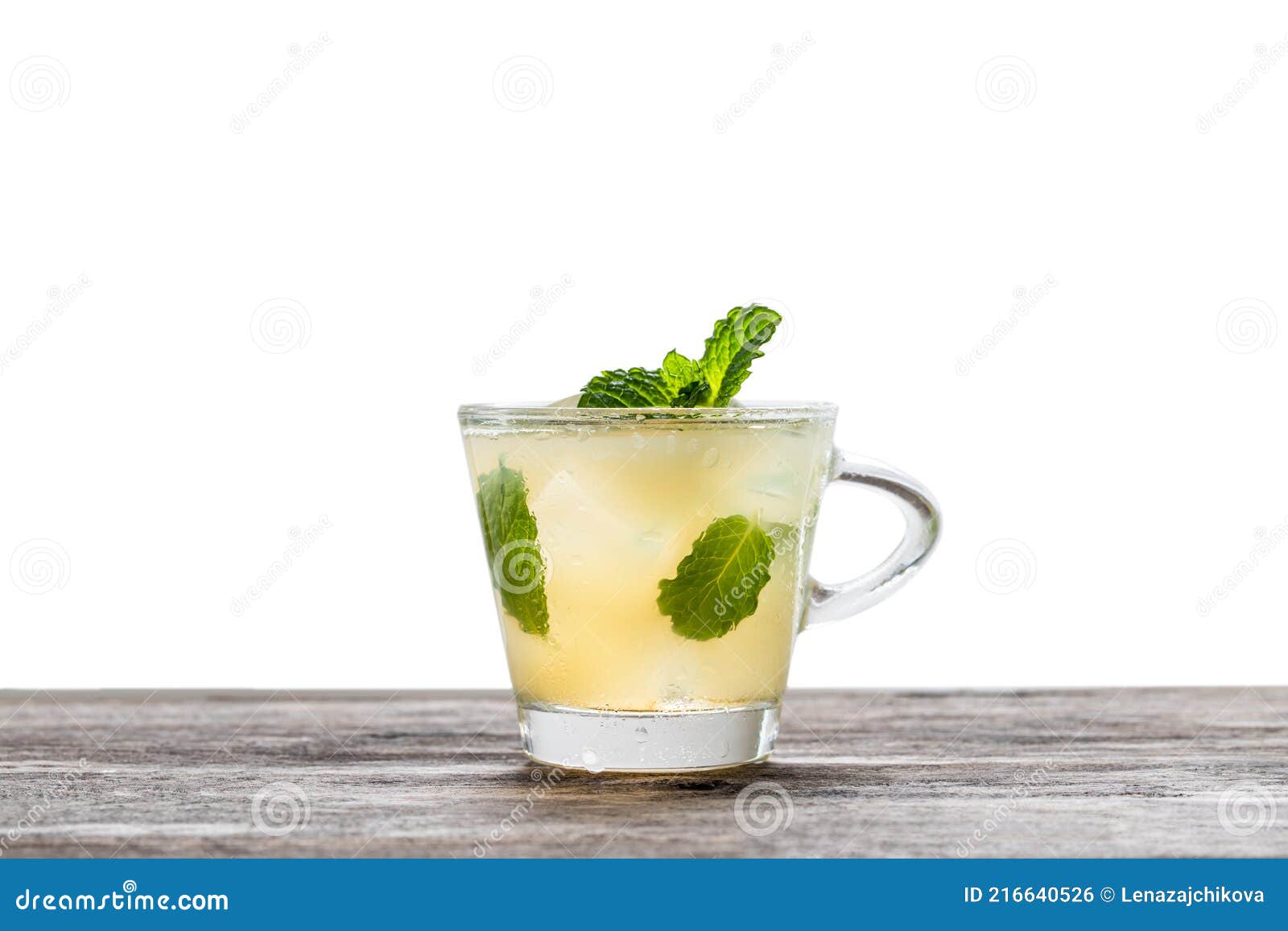 Green Tea with Ice in Glass Cup Isolated on White Stock Photo - Image ...