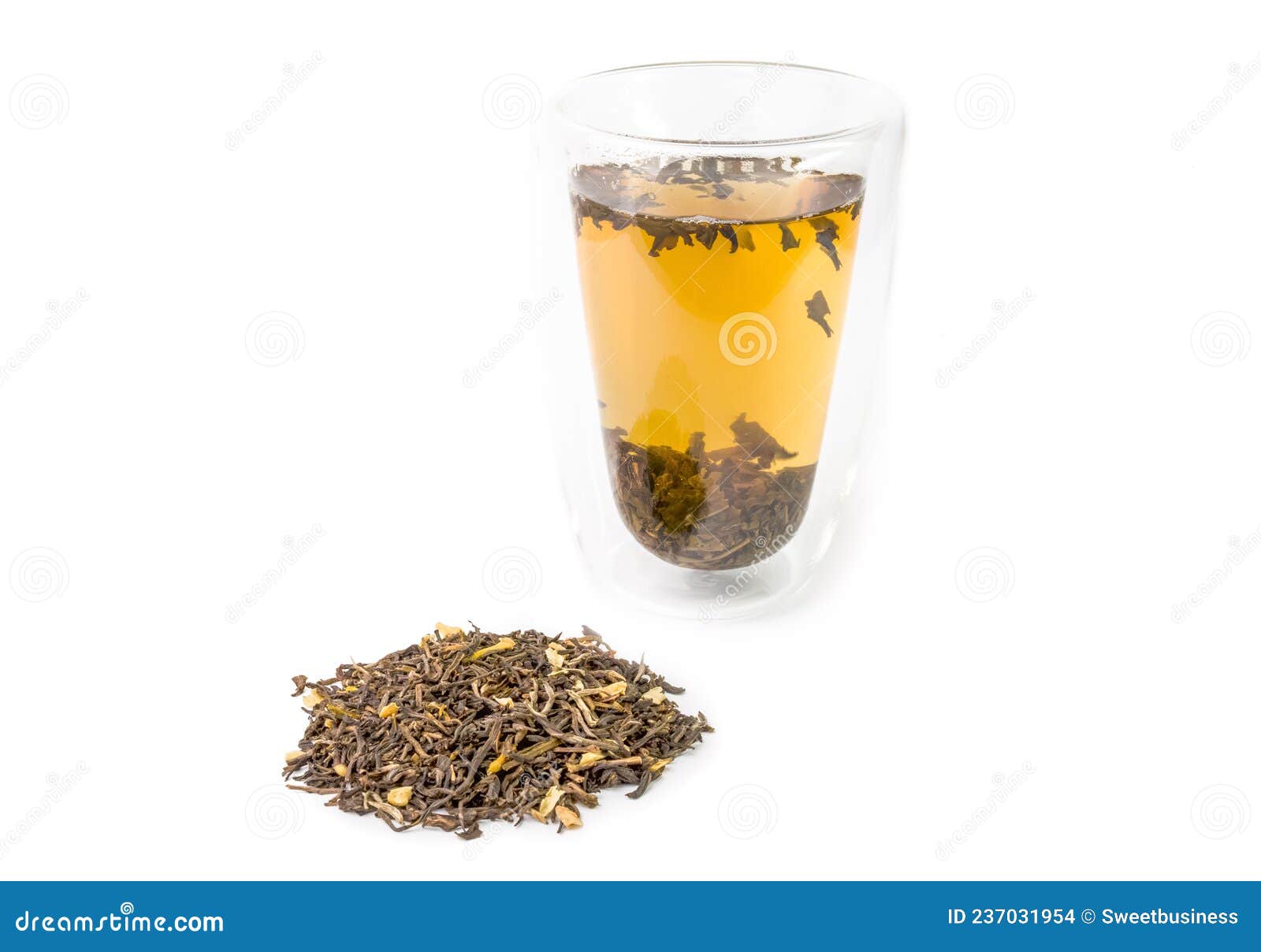 Green Tea Isolated on White Background Stock Photo - Image of aroma ...