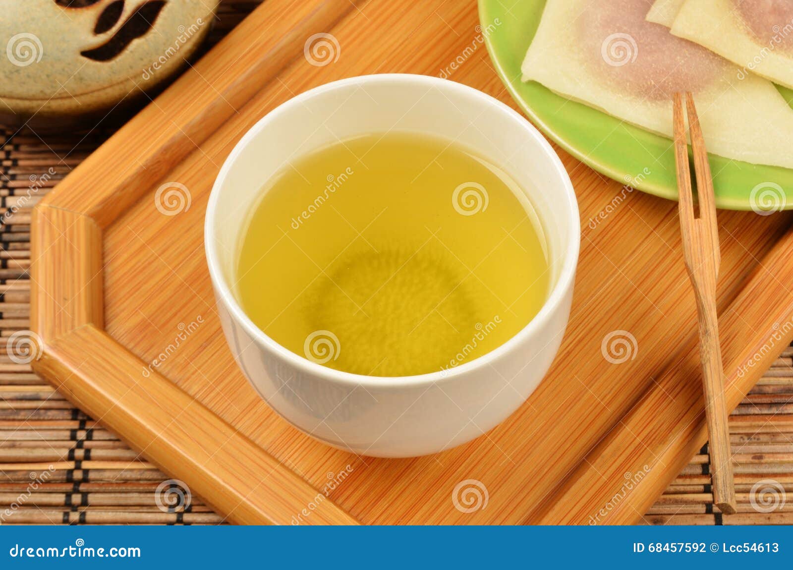 Green Tea and Japanese Sweet Stock Photo - Image of culture, chadou ...