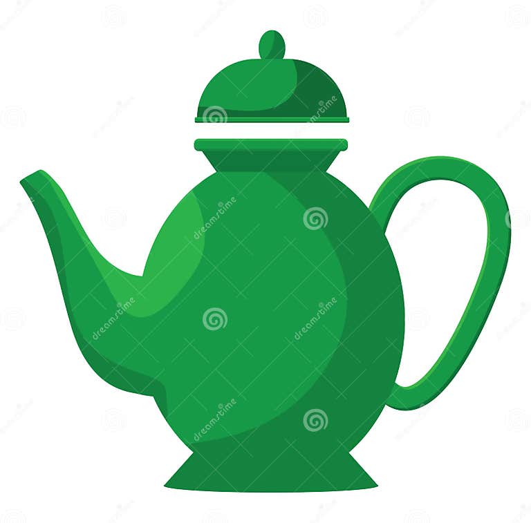 Green tea kettle, icon stock vector. Illustration of natural - 261378896