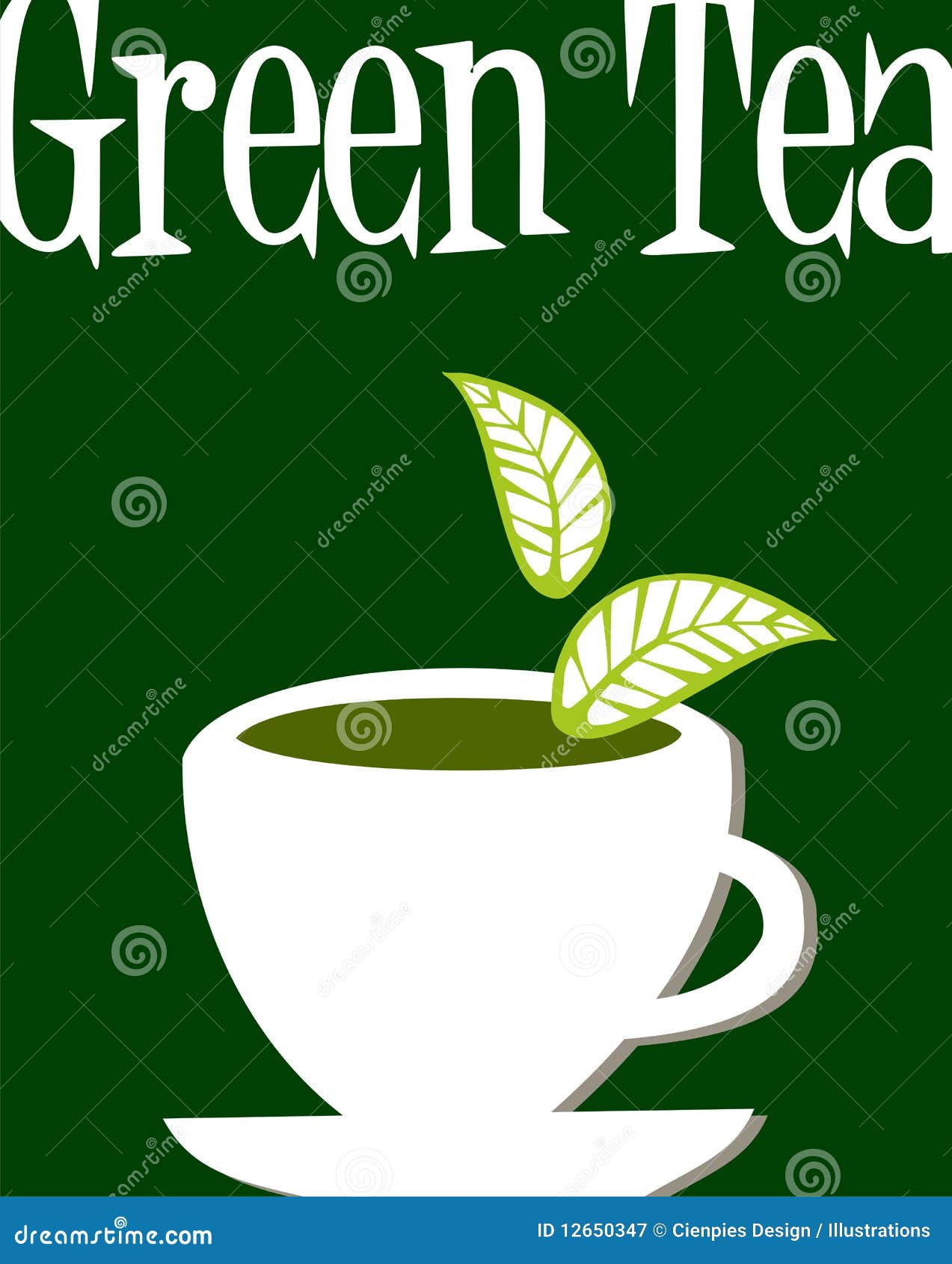 Green tea label stock vector. Illustration of space, wallpaper - 12650347