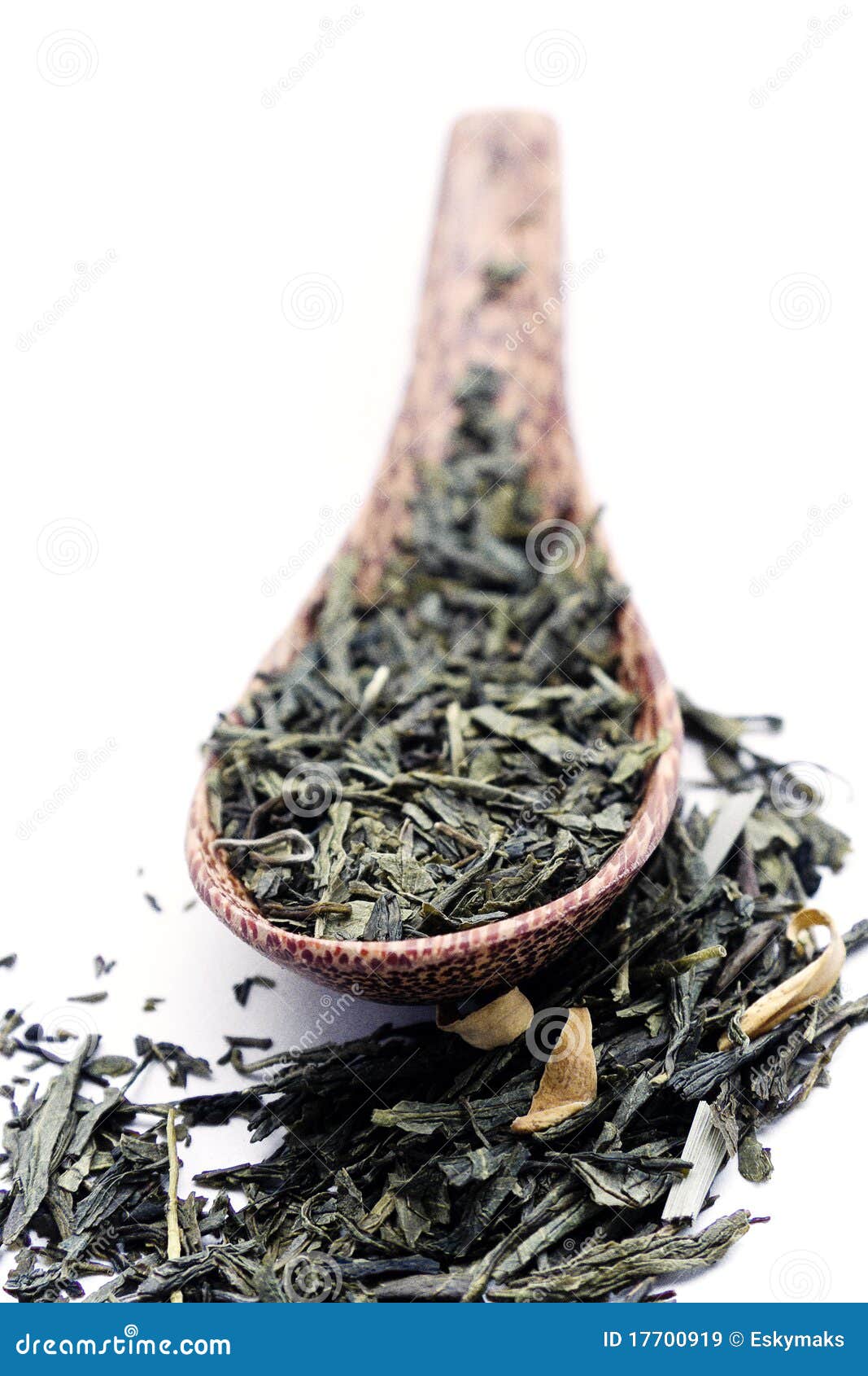 Green Tea Leafs on a Tea Spoon Stock Image - Image of cutout, green ...
