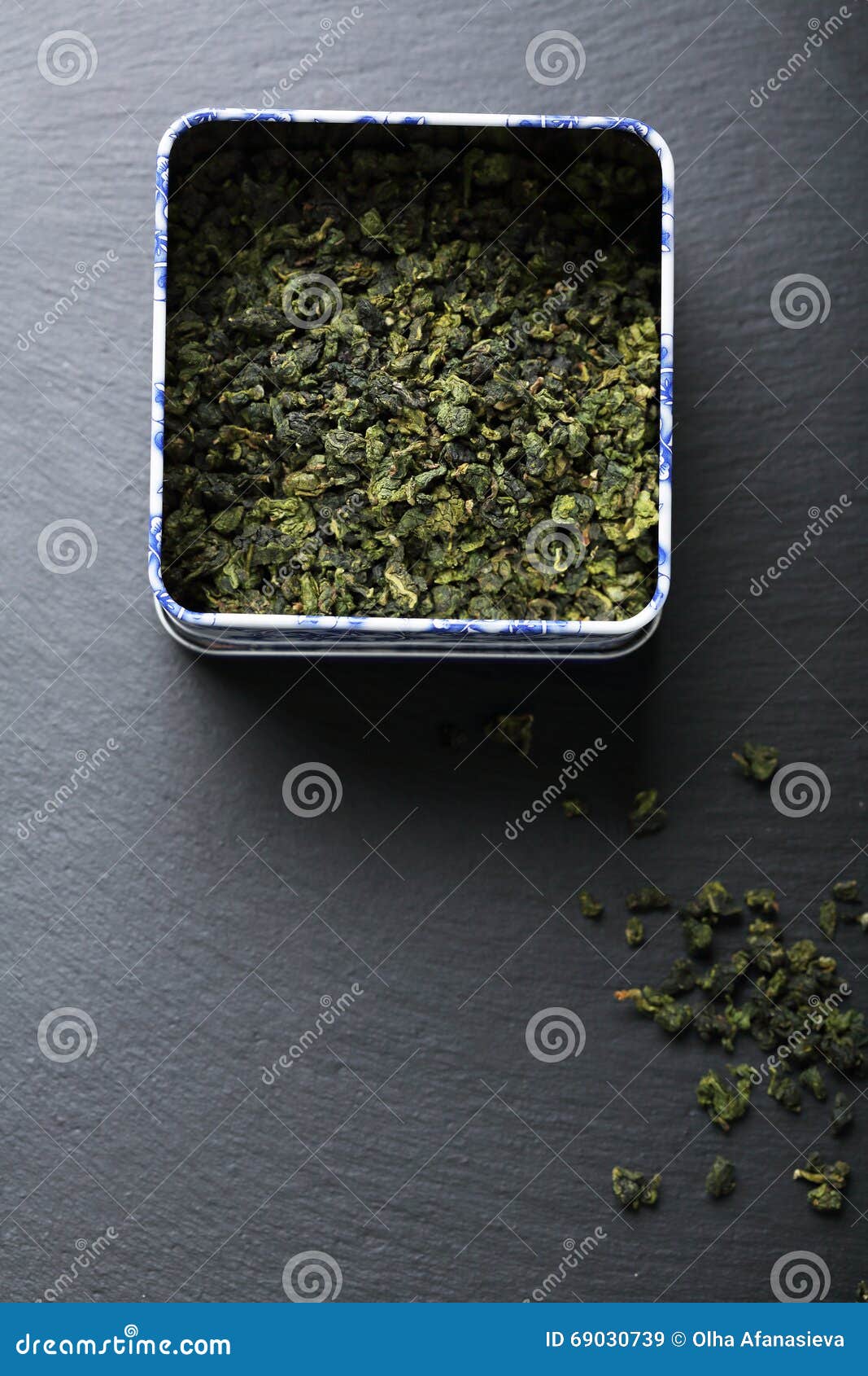 Green tea leaves in box stock image. Image of fresh, sencha - 69030739