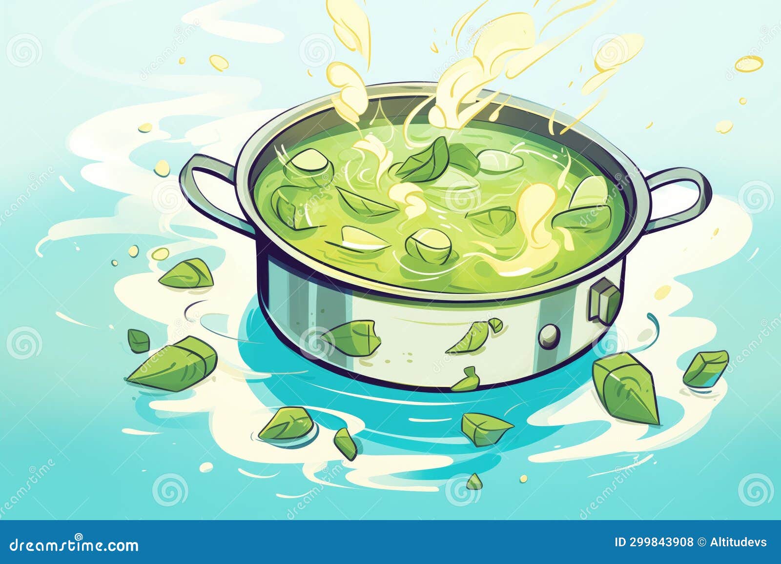 Green Tea Leaves Floating in Boiling Water Stock Photo - Image of ...