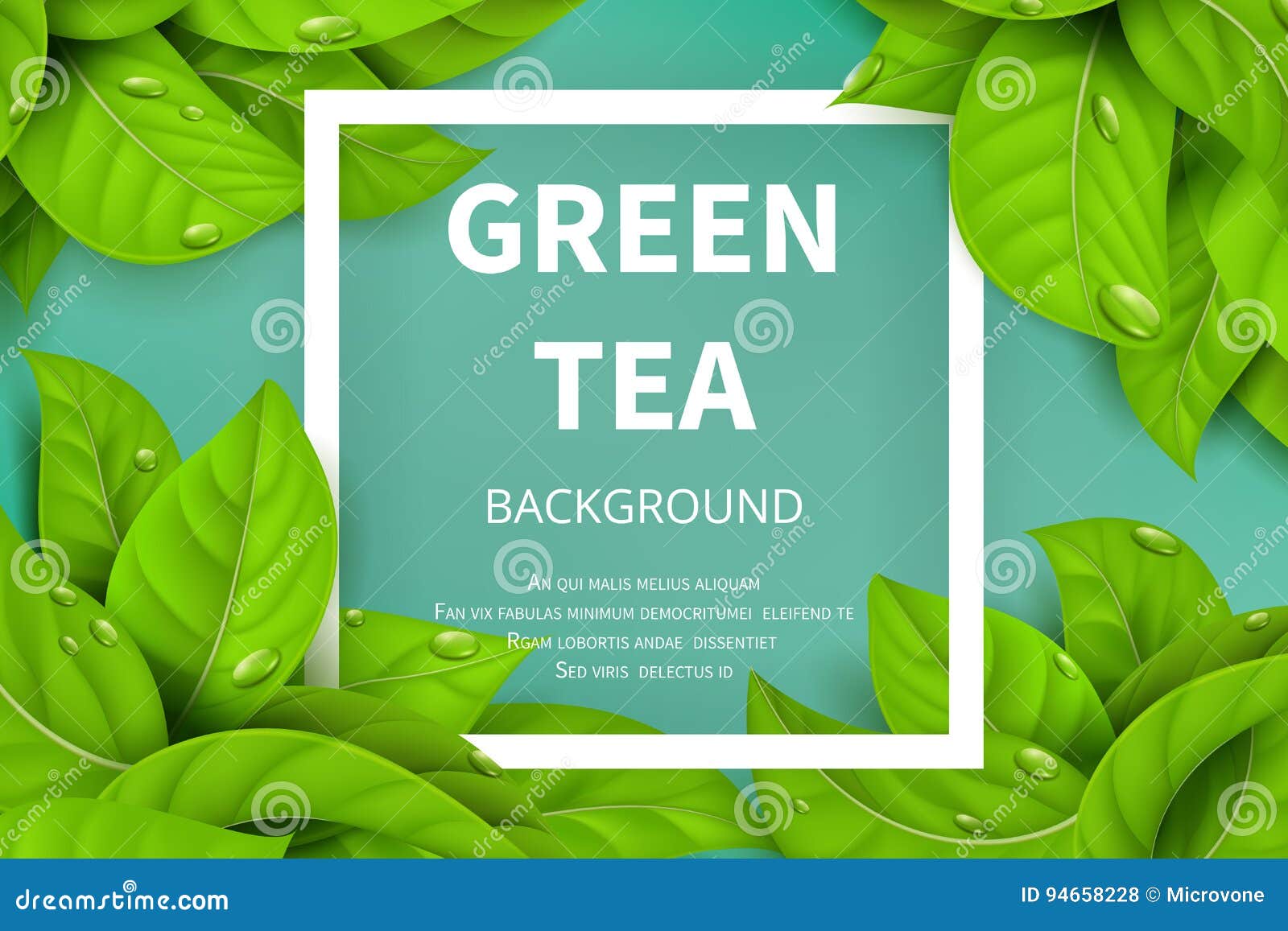 Green Tea Leaves Vector Nature Background Stock Vector - Illustration ...