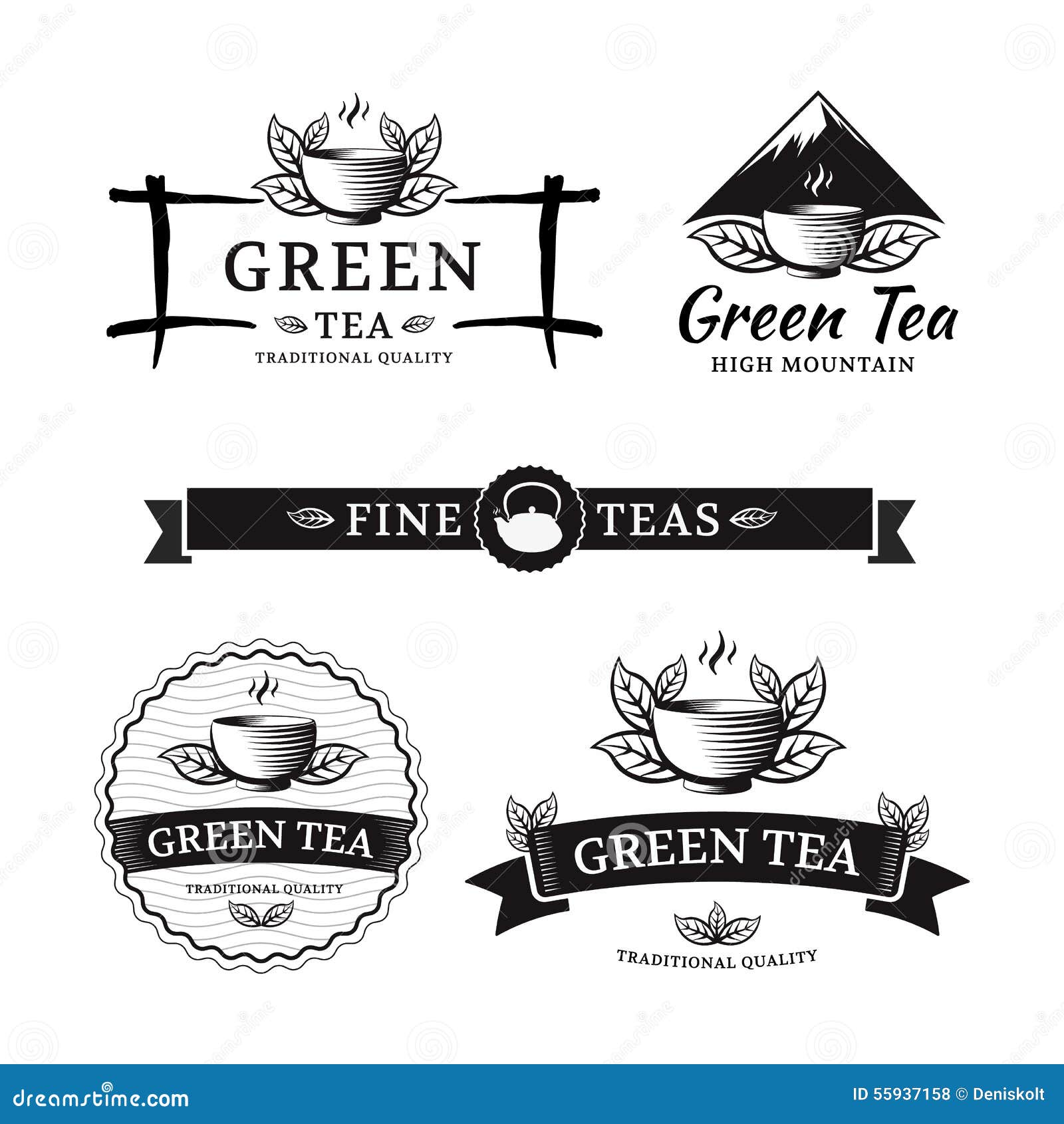Green tea stock vector. Illustration of insignia, icon - 55937158
