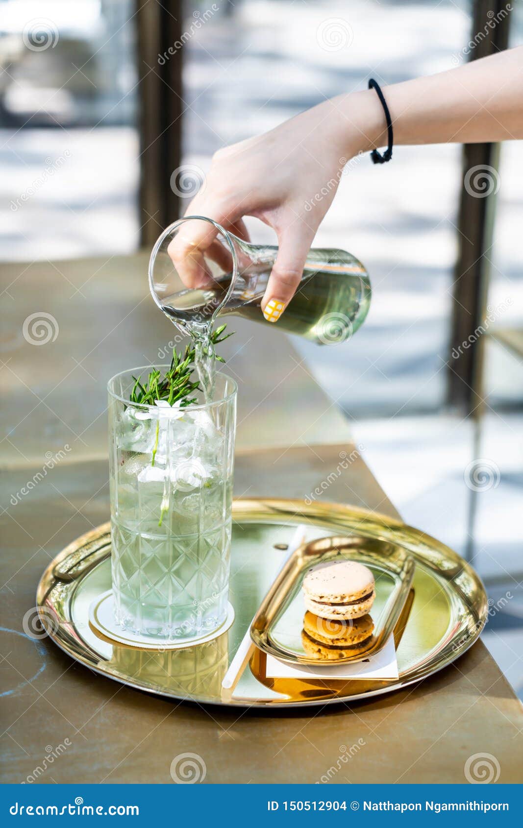 Green tea with macaroon stock photo. Image of assortment - 150512904