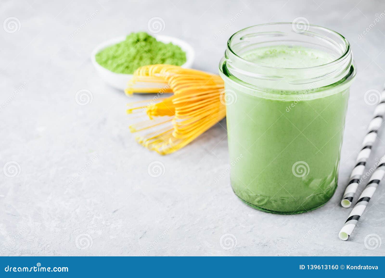 Green tea Matcha milkshake stock photo. Image of healthy - 139613160
