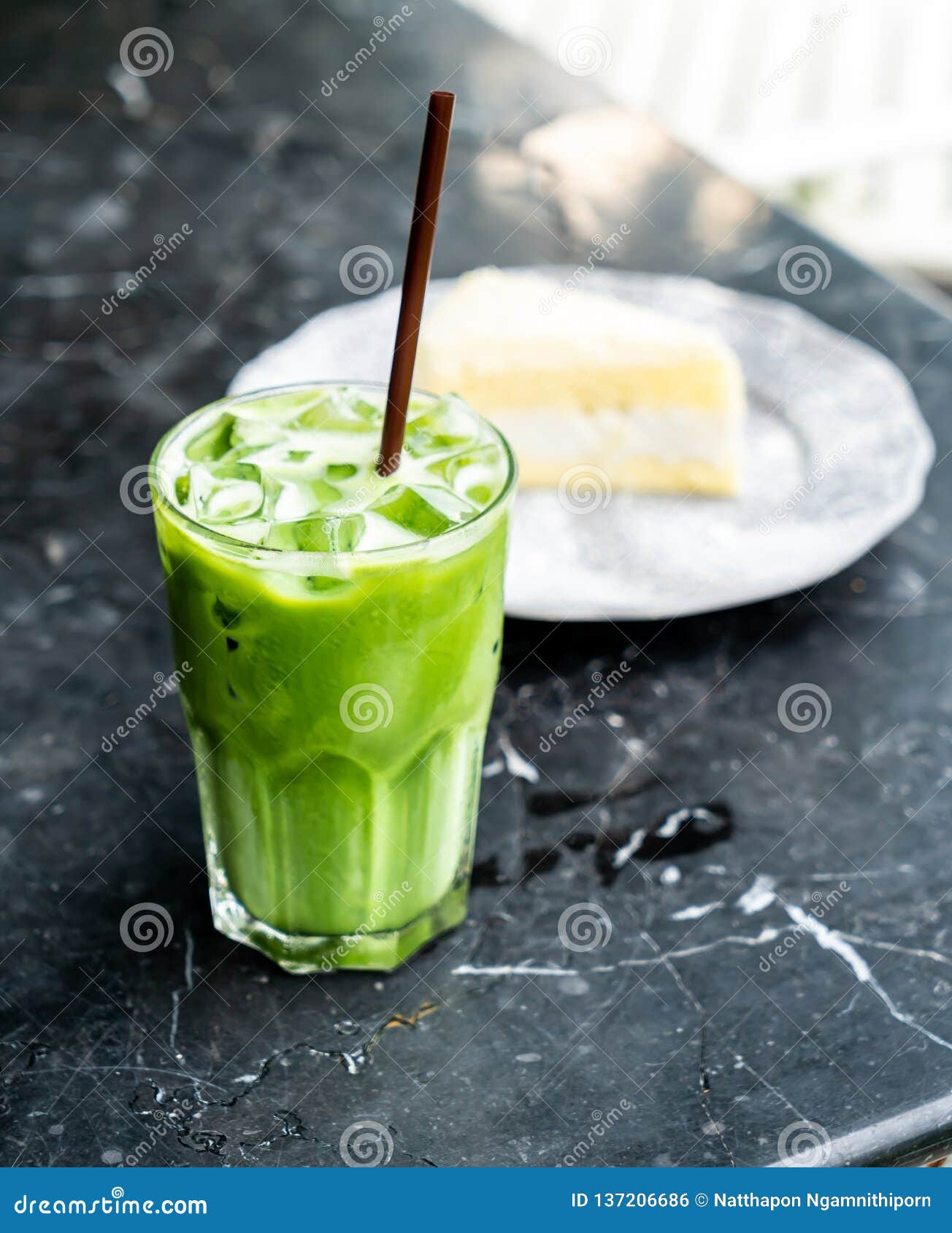 Green tea with milk stock photo. Image of refreshment - 137206686
