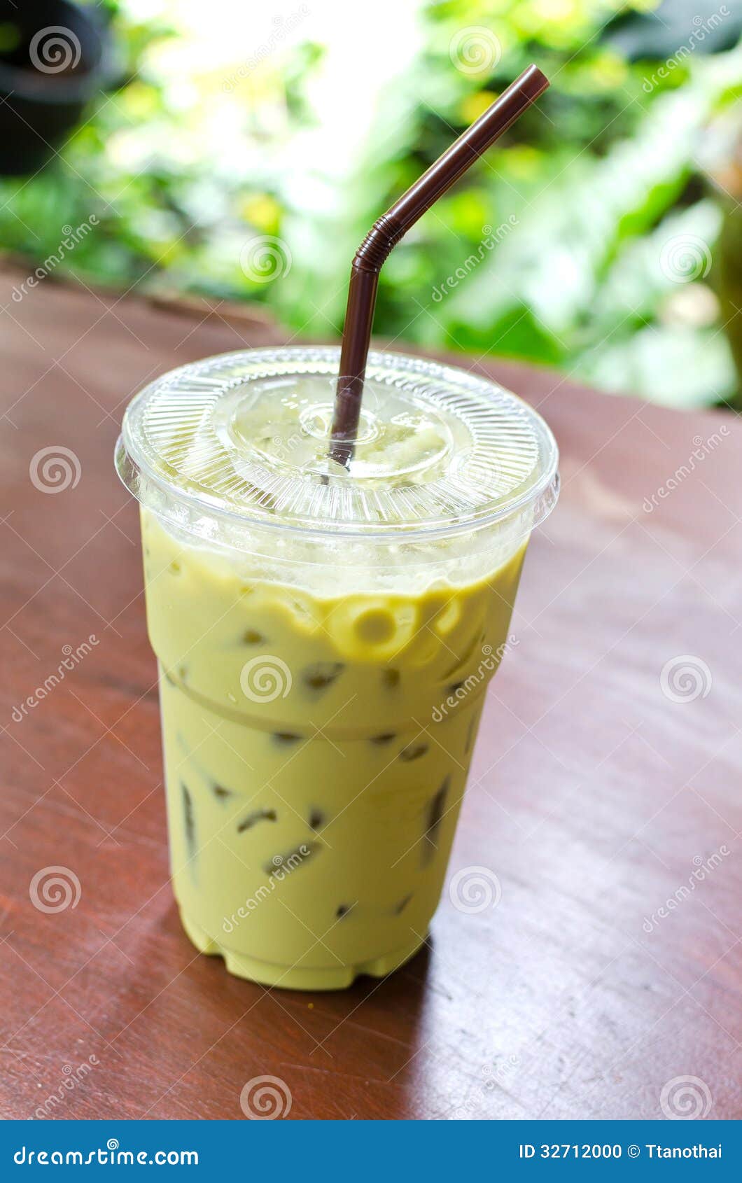 Green Tea Milkshake and Ice Stock Photo - Image of plastic, glass: 32712000