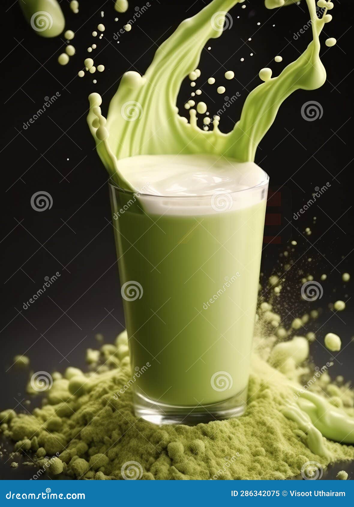 Green Tea on Mug with Splash for Product Display, Matcha Latte Ads ...