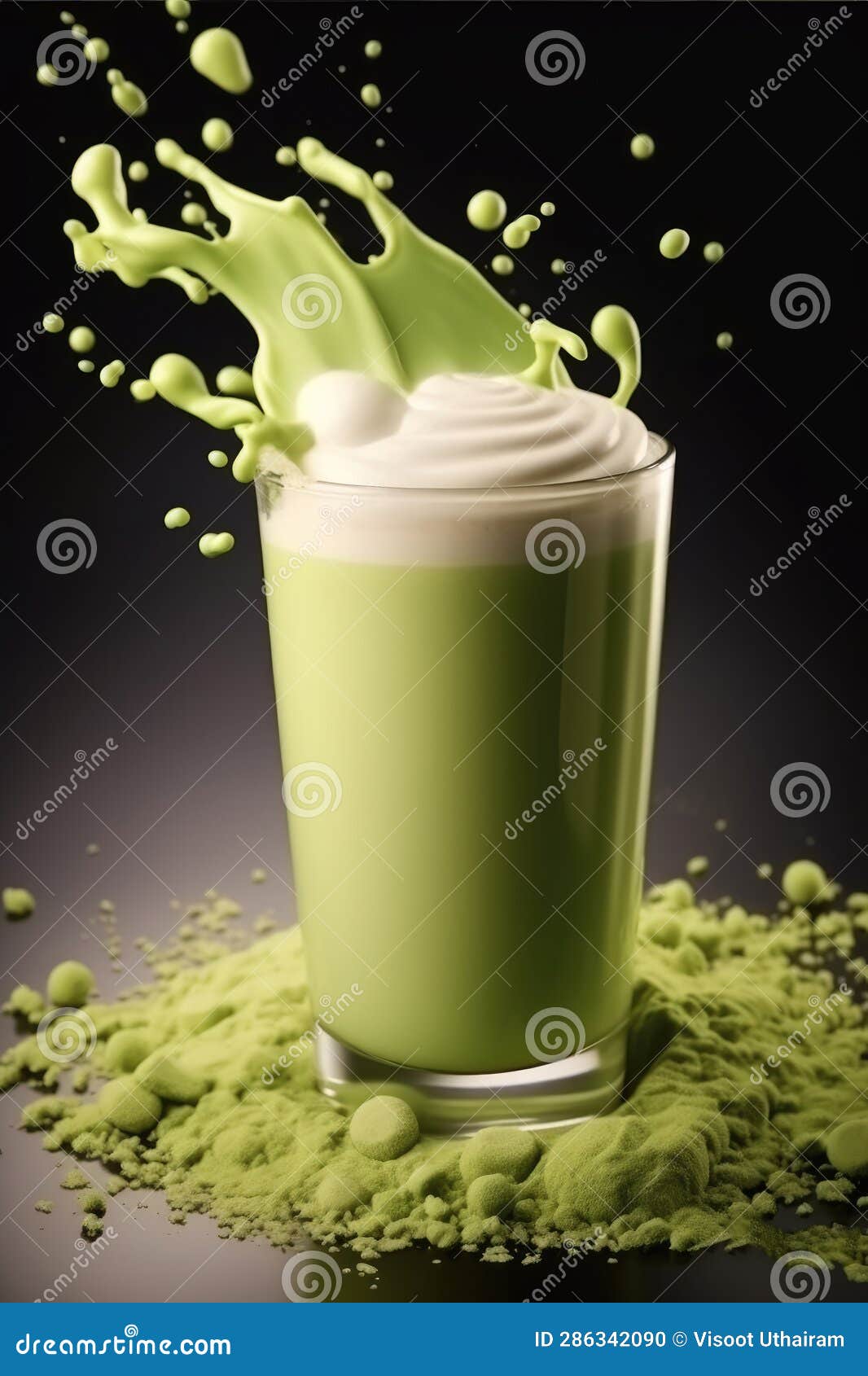 Green Tea on Mug with Splash for Product Display, Matcha Latte Ads ...