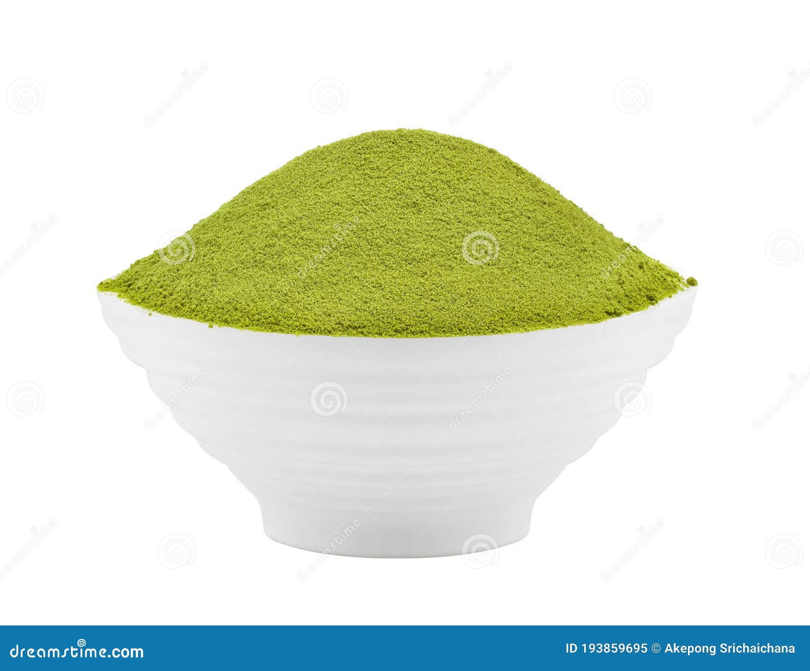 Green Tea Powder in a Bowl on White Background Stock Image - Image of ...