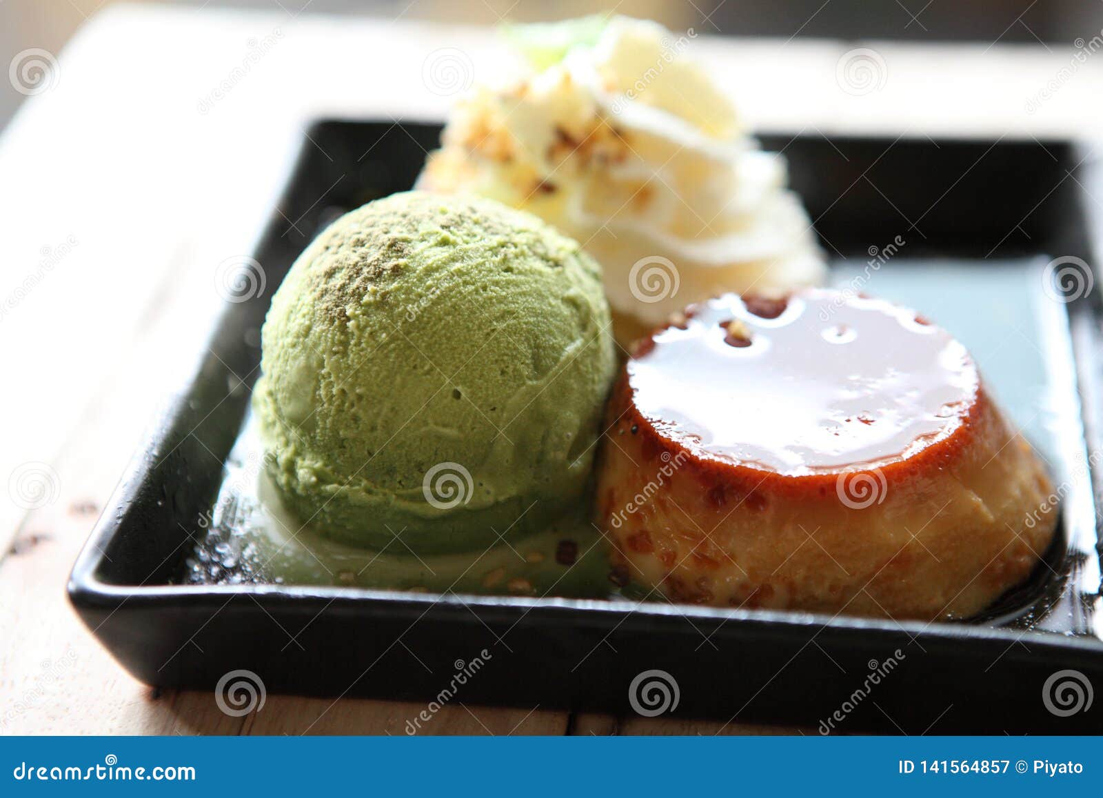 Green tea pudding stock image. Image of healthy, homemade - 141564857