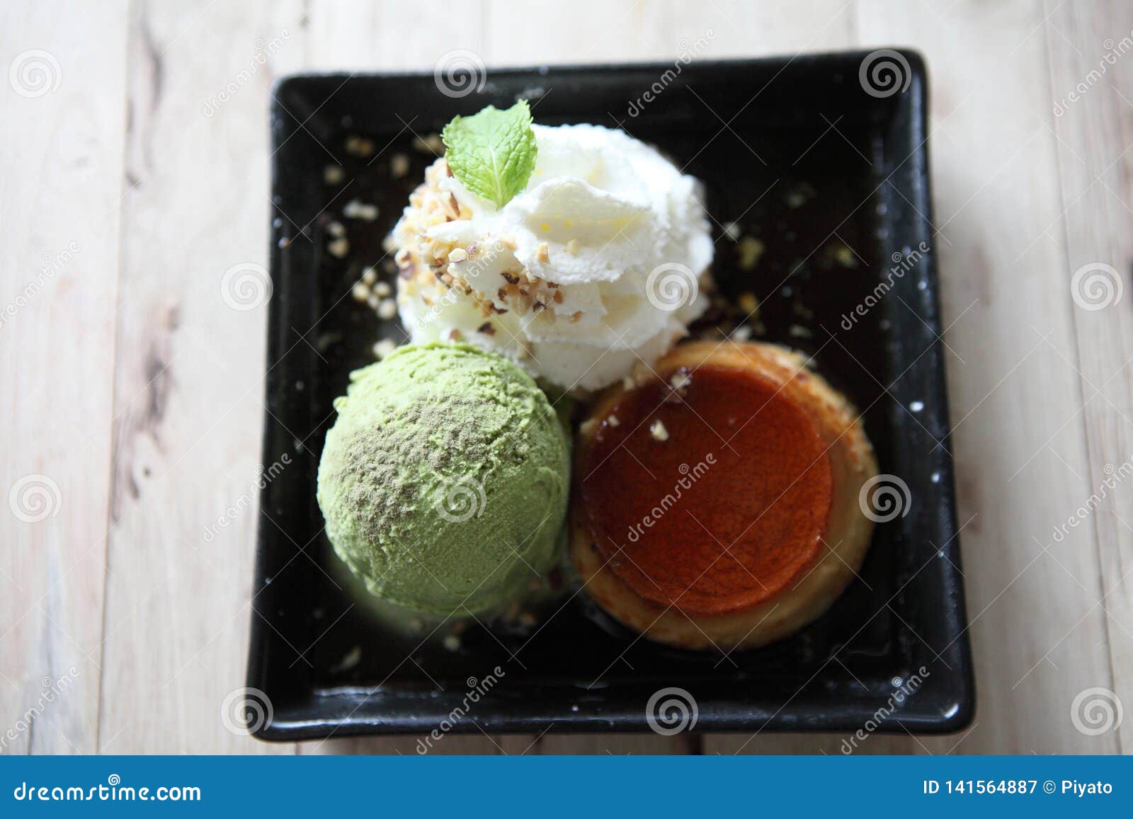 Green tea pudding stock image. Image of matcha, mint - 141564887