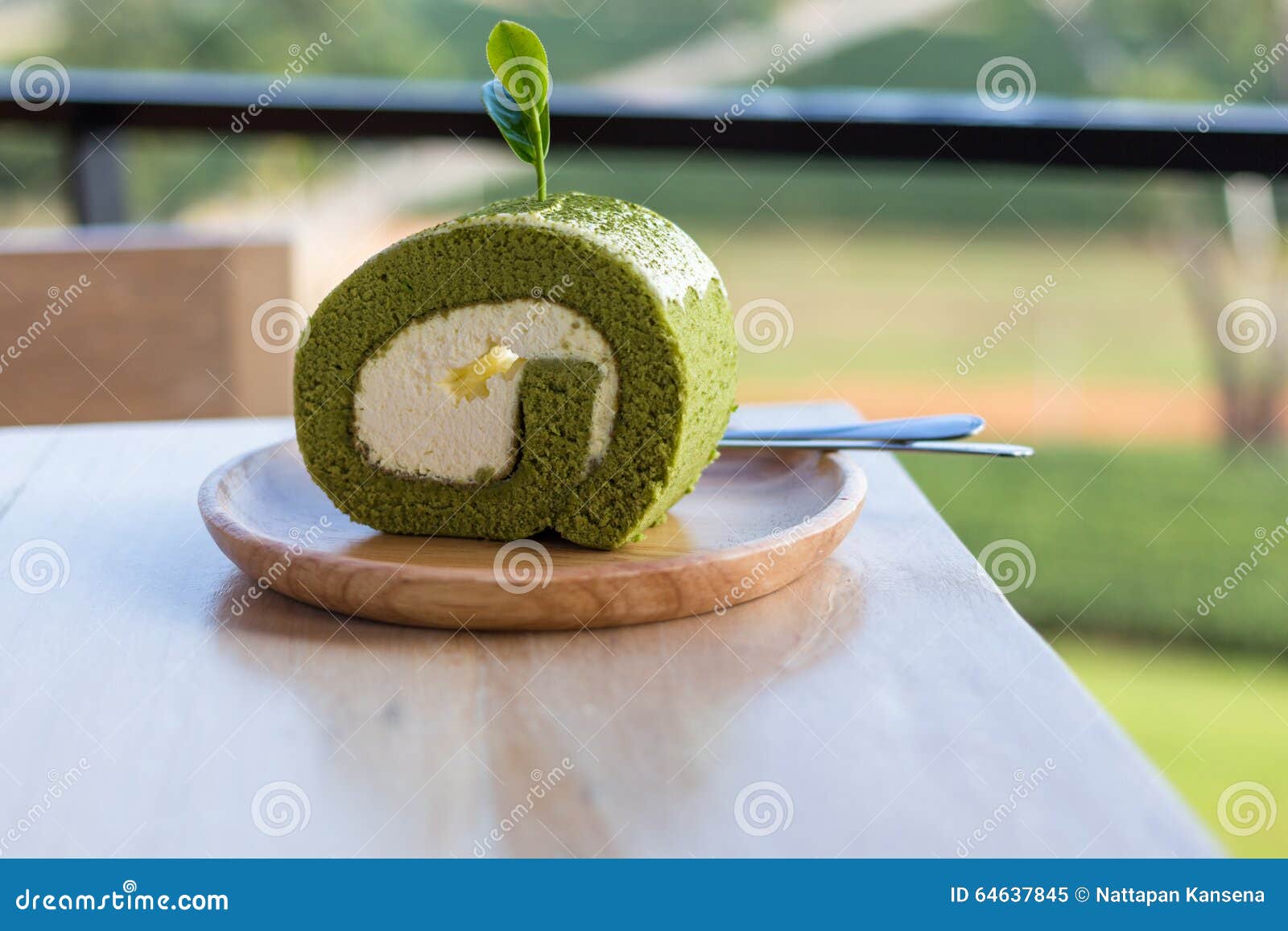 Green Tea Roll Cake stock image. Image of pastry, cake - 64637845