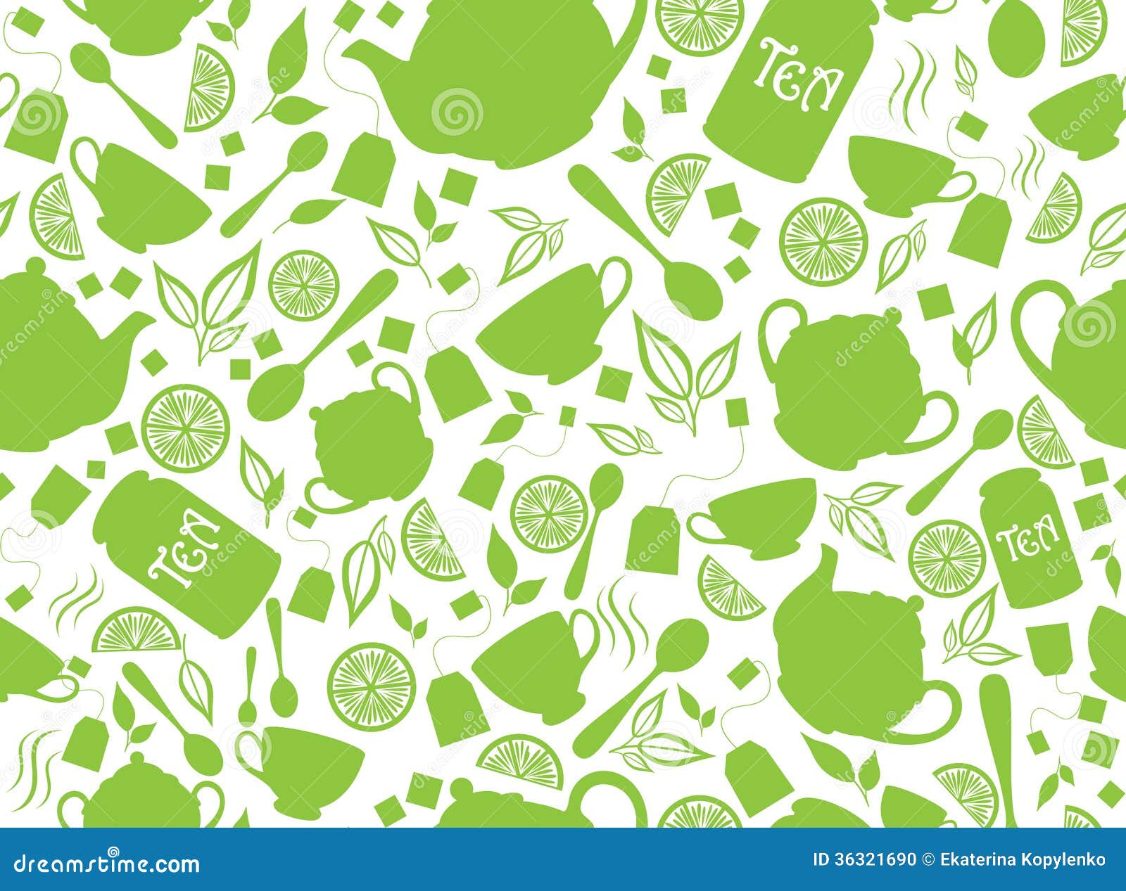 GREEN TEA SEAMLESS PATTERN stock vector. Illustration of herbal - 36321690